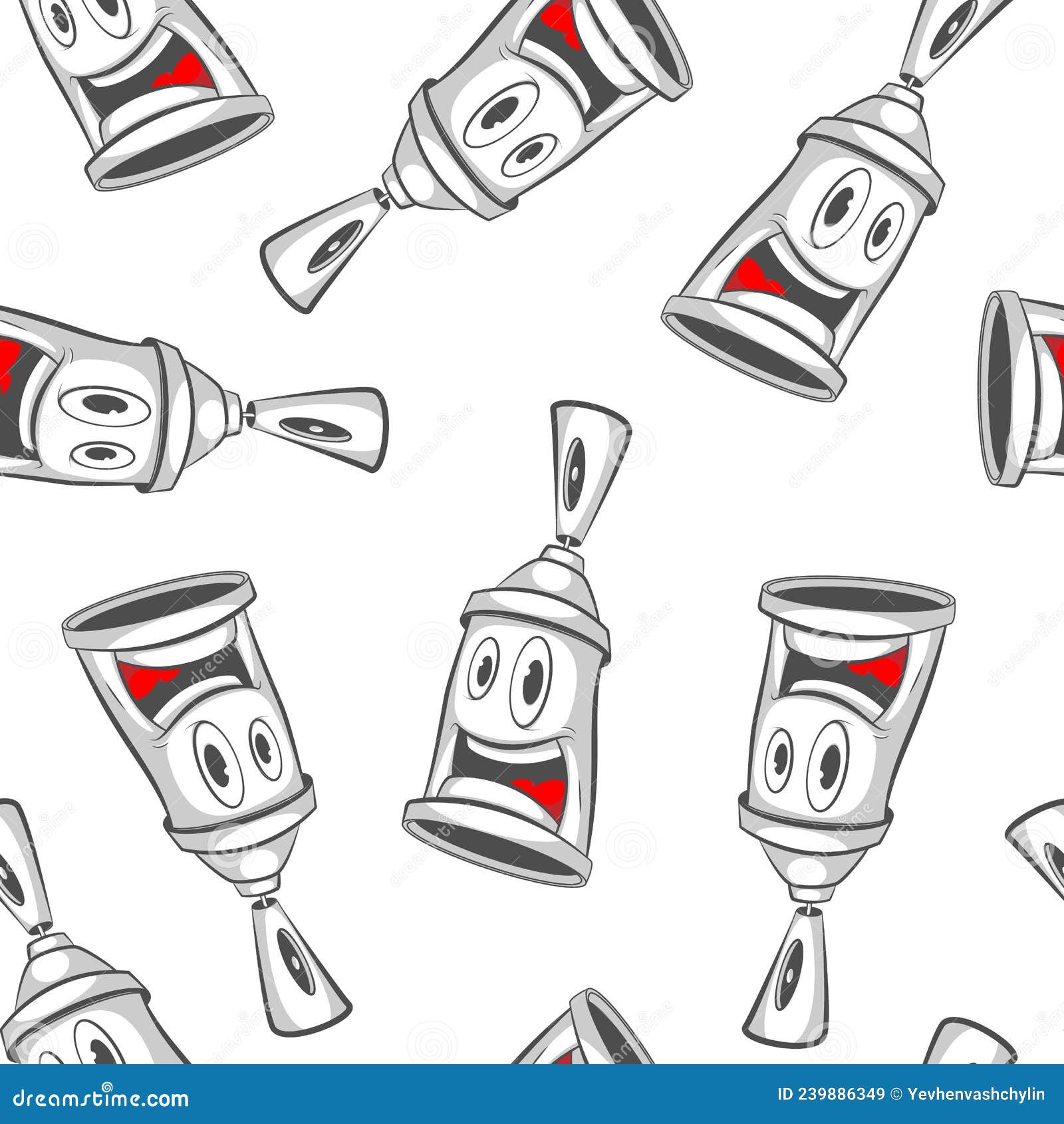 Seamless Pattern of Cartoon Spray Can. Vector Illustration Template ...