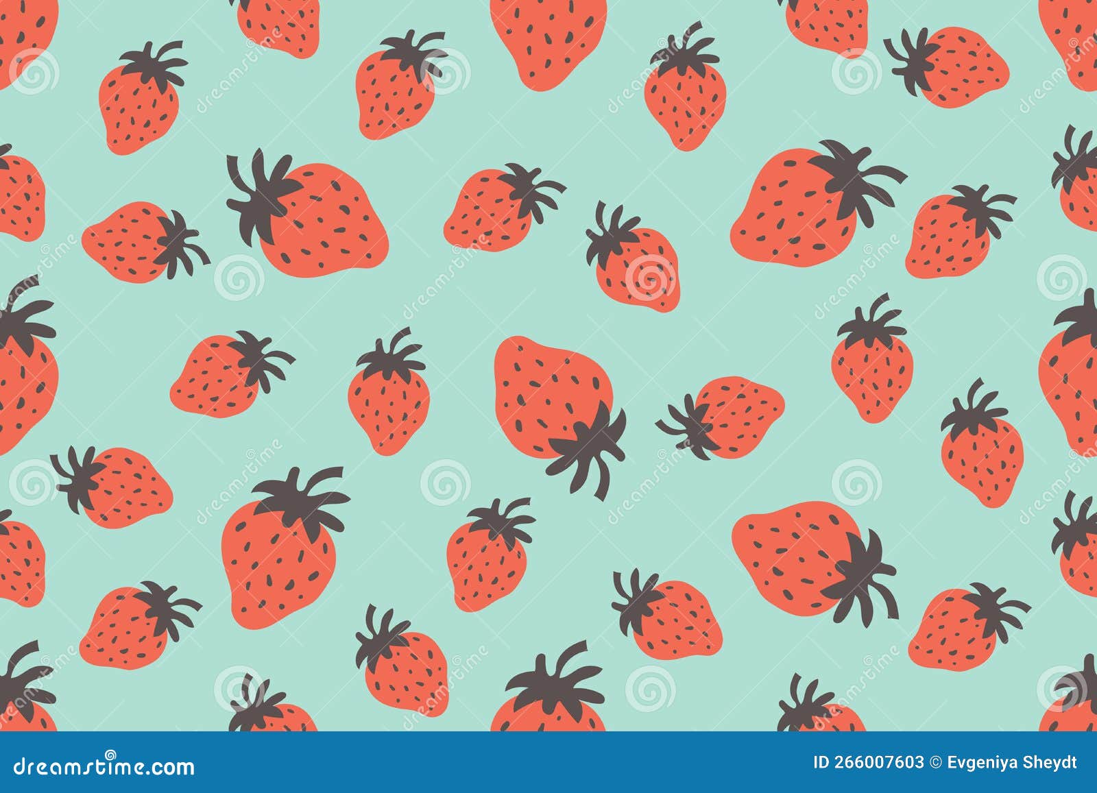 Seamless Pattern with Cartoon Strawberries. Colorful Vector. Hand ...