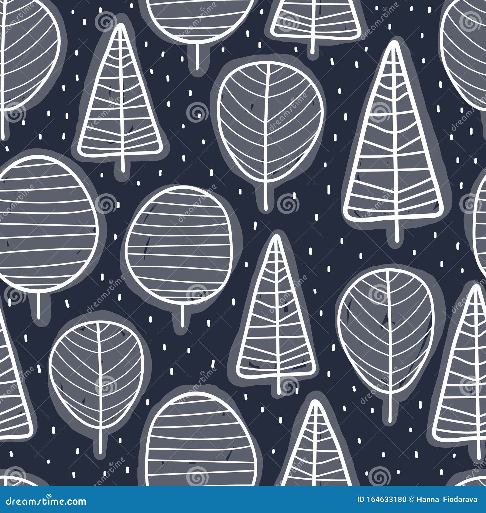 Seamless Pattern with Cartoon Trees, Decor Elements on a Neutral ...