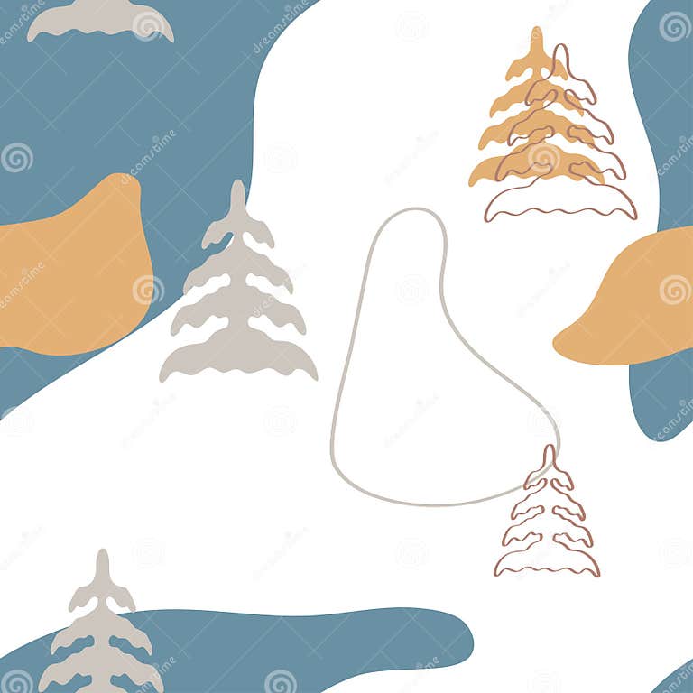 Seamless Pattern with Cartoon Trees on a Neutral Background. Simple ...