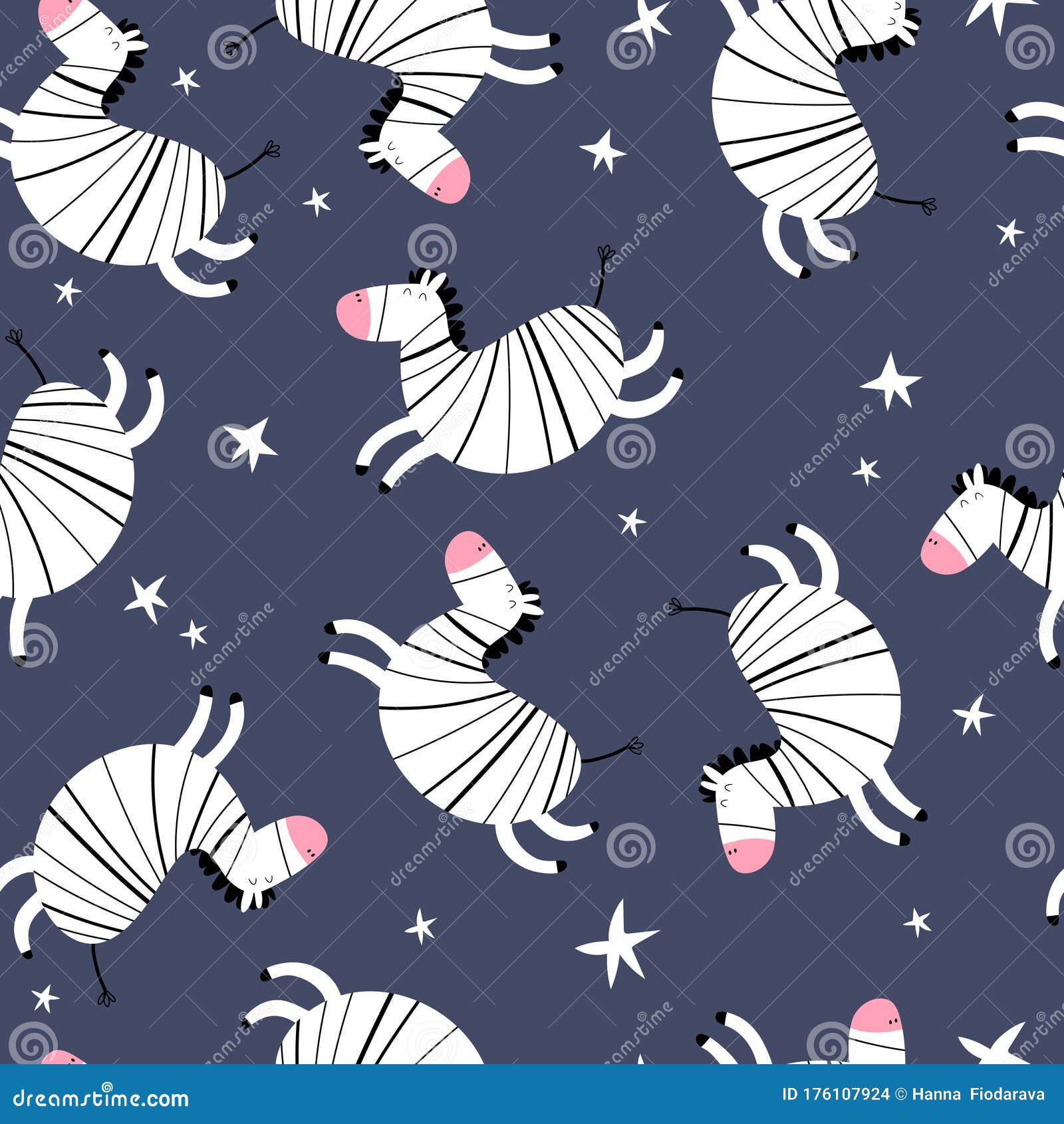 Seamless Pattern with Cartoon Zebra, Decor Elements on a Neutral ...