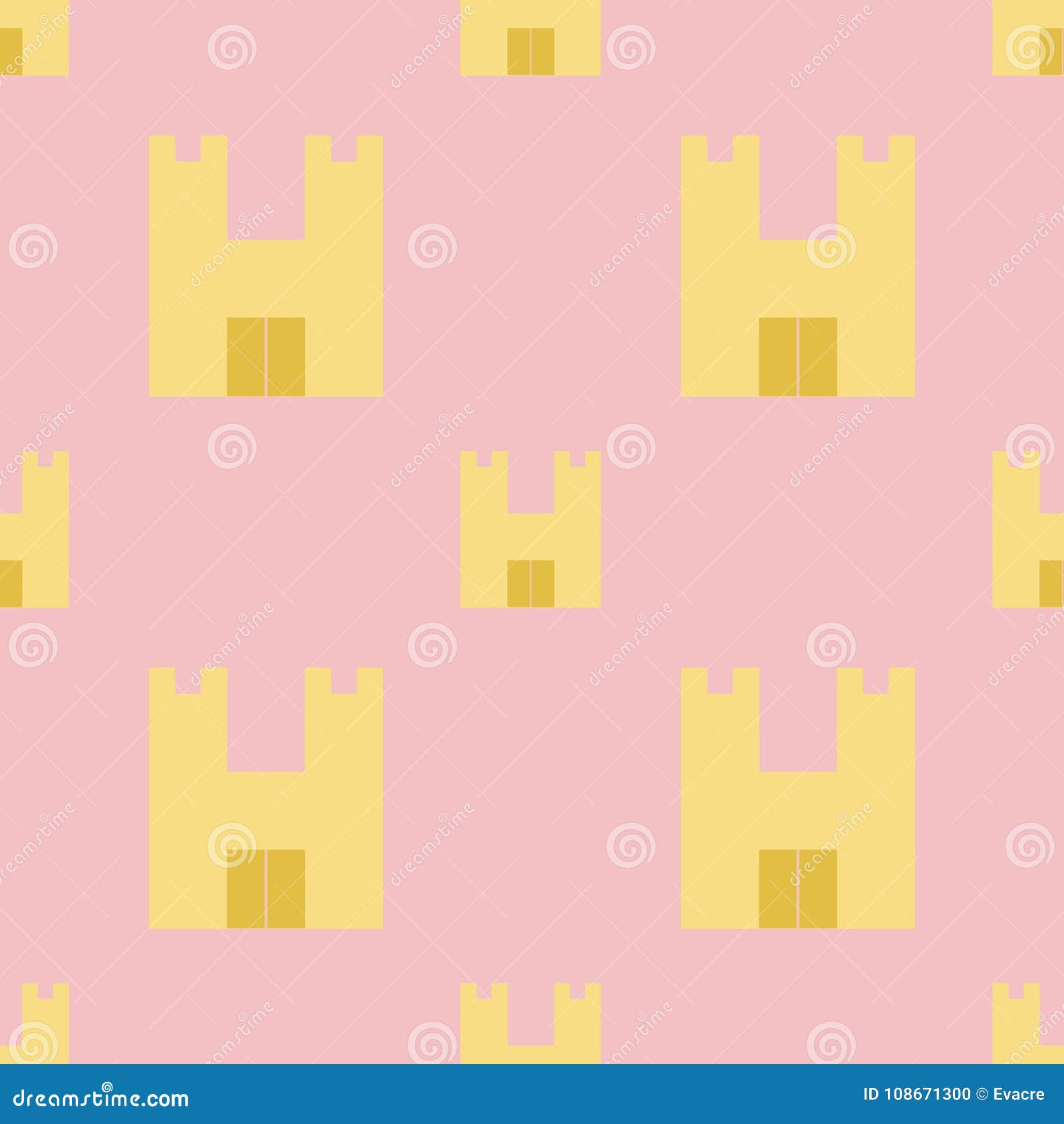 A Seamless Pattern of a Castle or Palace, in Vector in Pink Gold and ...