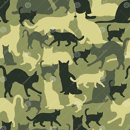 Seamless Pattern Cat Camouflage Stock Vector - Illustration of textile ...