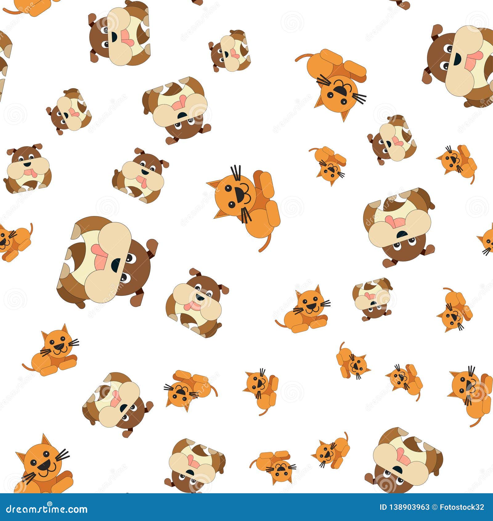 Seamless Pattern of Cat and Dog Stock Vector - Illustration of color ...