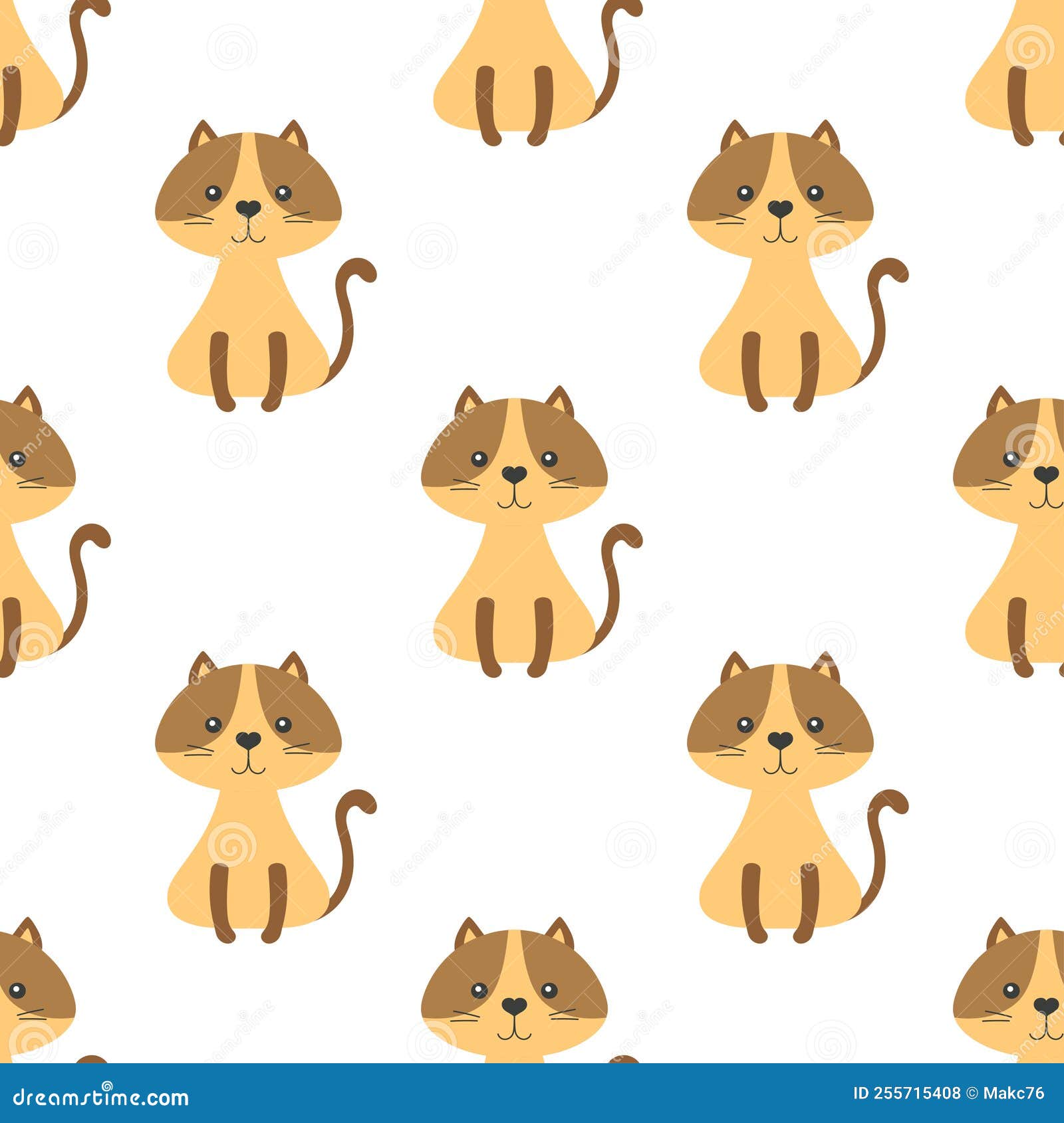 Seamless Pattern with Cat in Flat Style Stock Vector - Illustration of ...