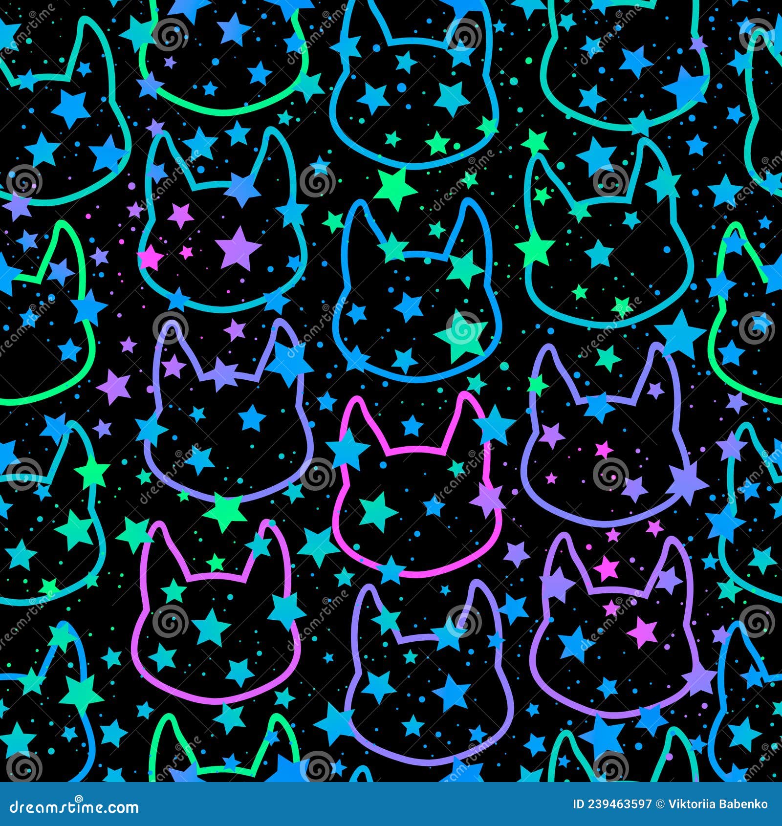 Seamless Pattern of Cat Silhouettes Stock Vector - Illustration of ...