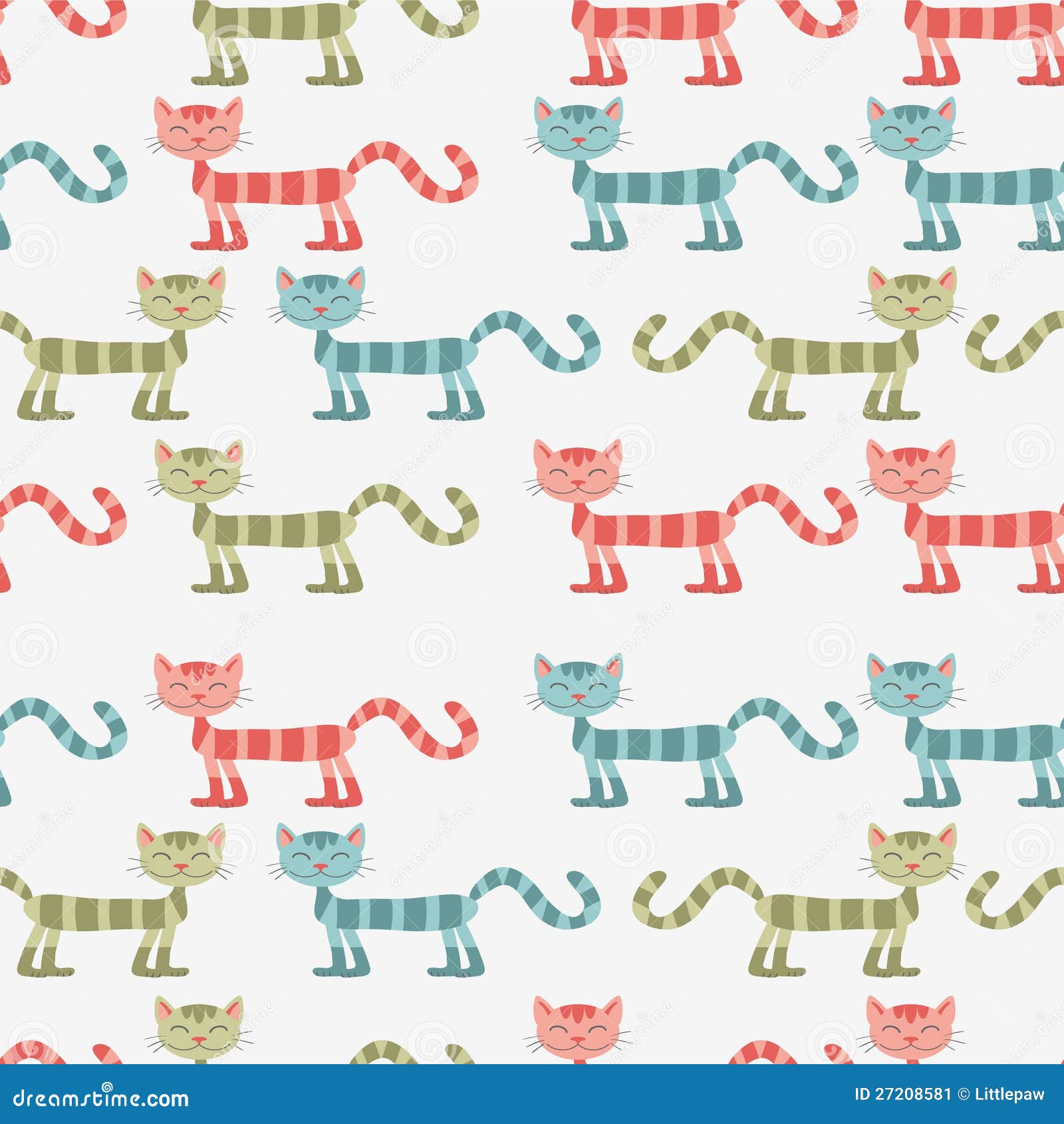 Seamless pattern with cats stock vector. Illustration of sweet - 27208581
