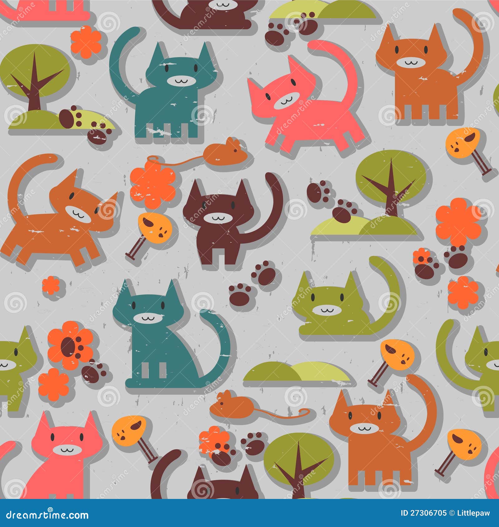 Seamless pattern with cats stock vector. Illustration of kitten - 27306705