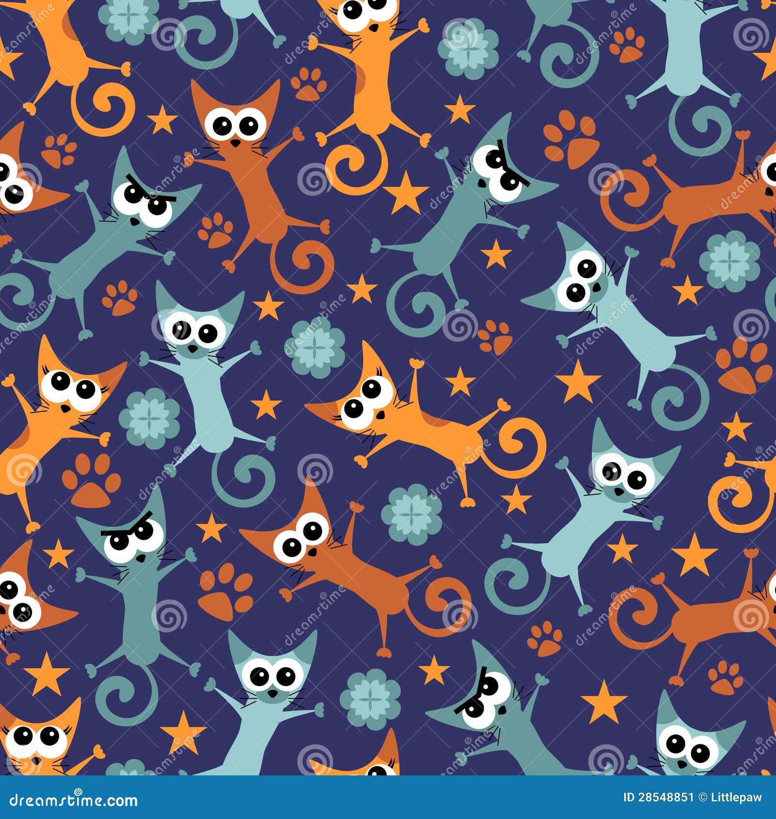 Seamless pattern with cats stock vector. Illustration of sweet - 28548851