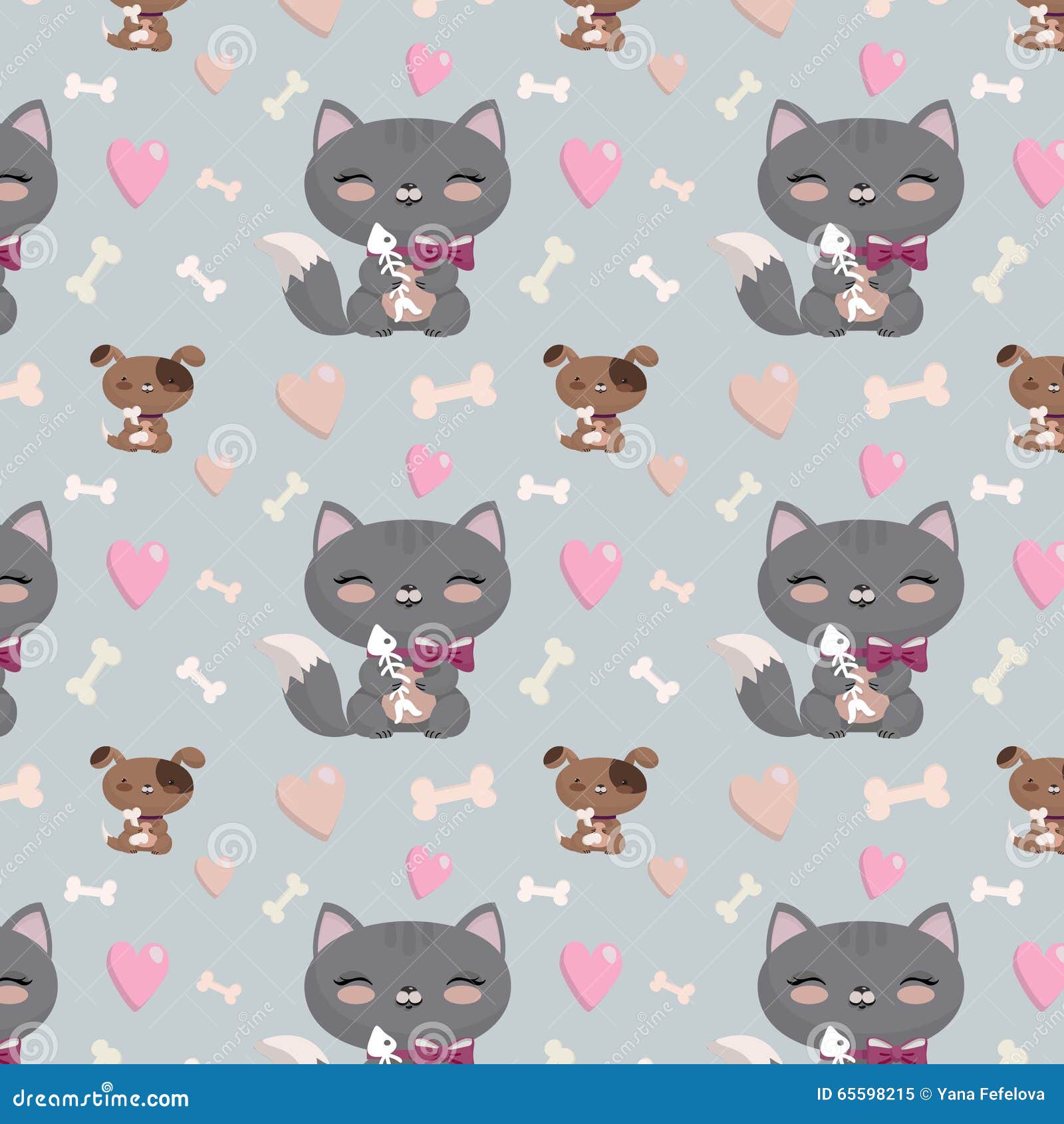 Seamless Pattern with Cats and Dogs Stock Illustration - Illustration ...