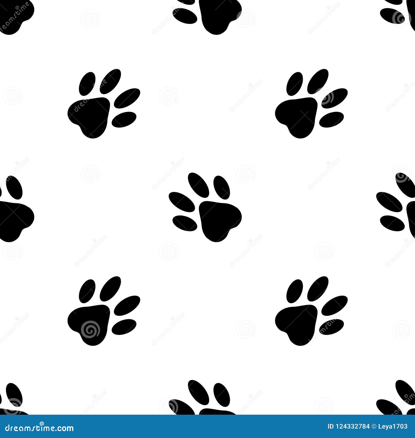 Seamless Pattern. Cats Feet, Footprints on White Stock Vector ...