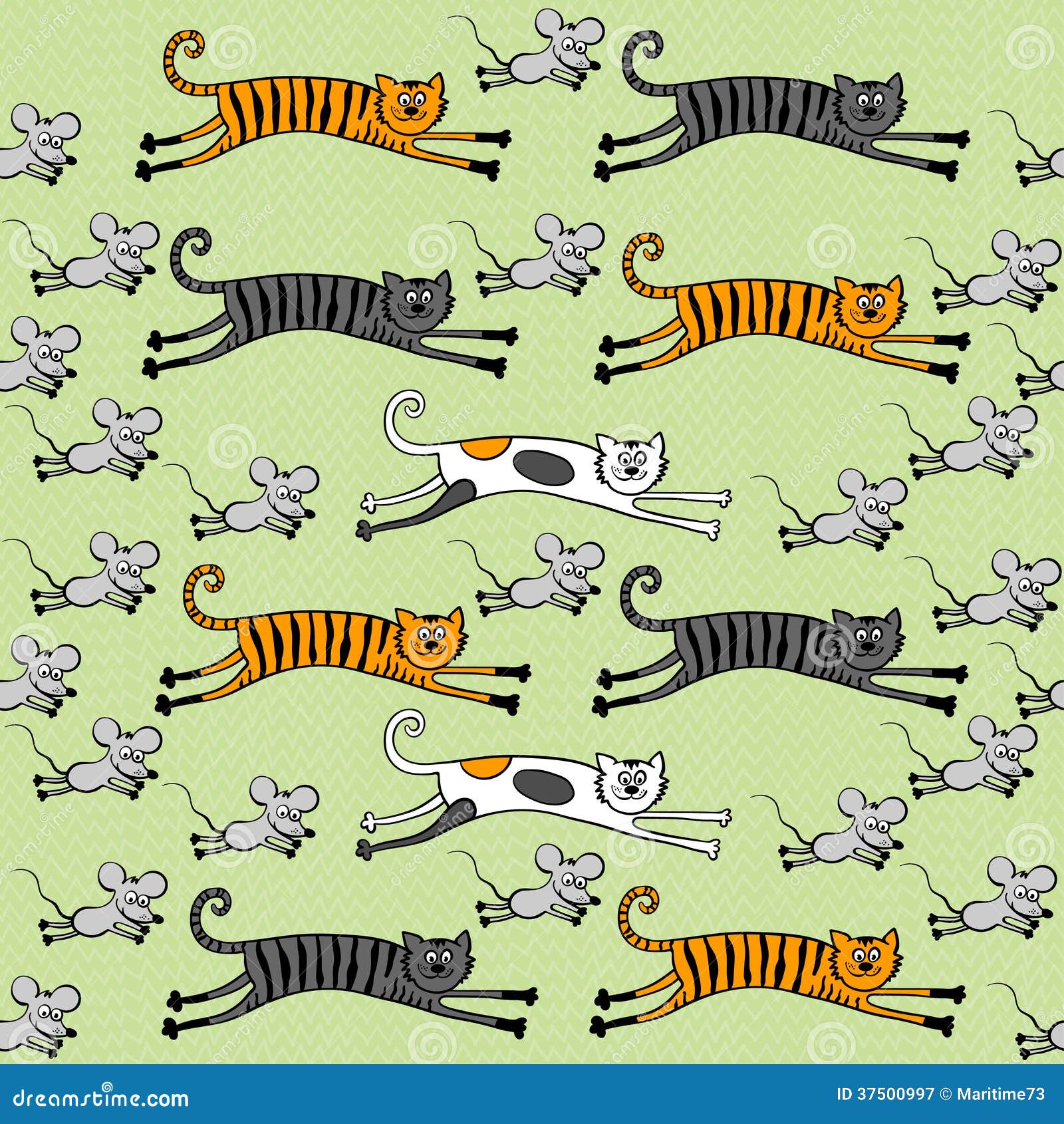 Seamless Pattern with Cats and Mice Stock Illustration - Illustration ...