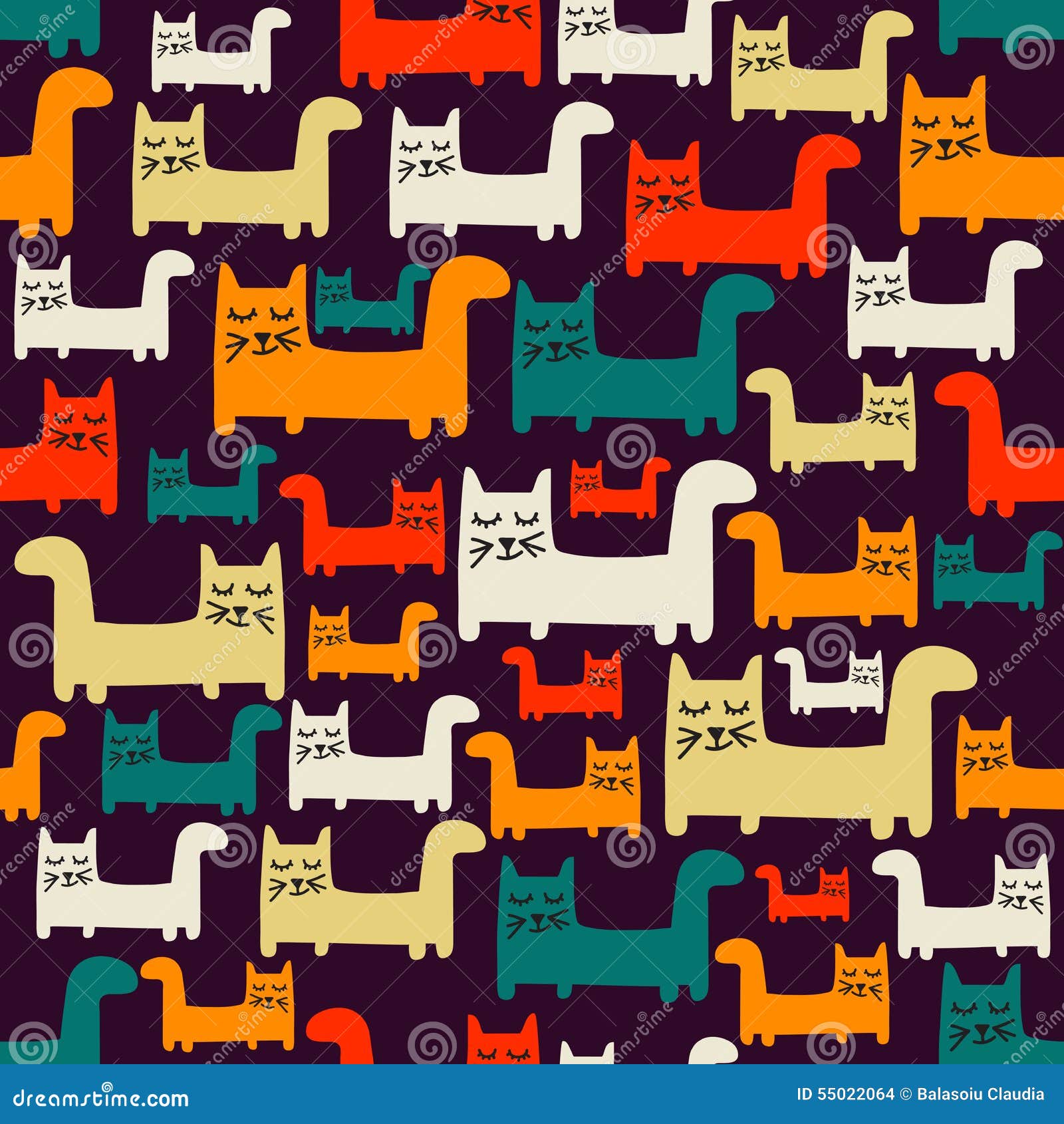 Seamless pattern with cats stock vector. Illustration of kitten - 55022064