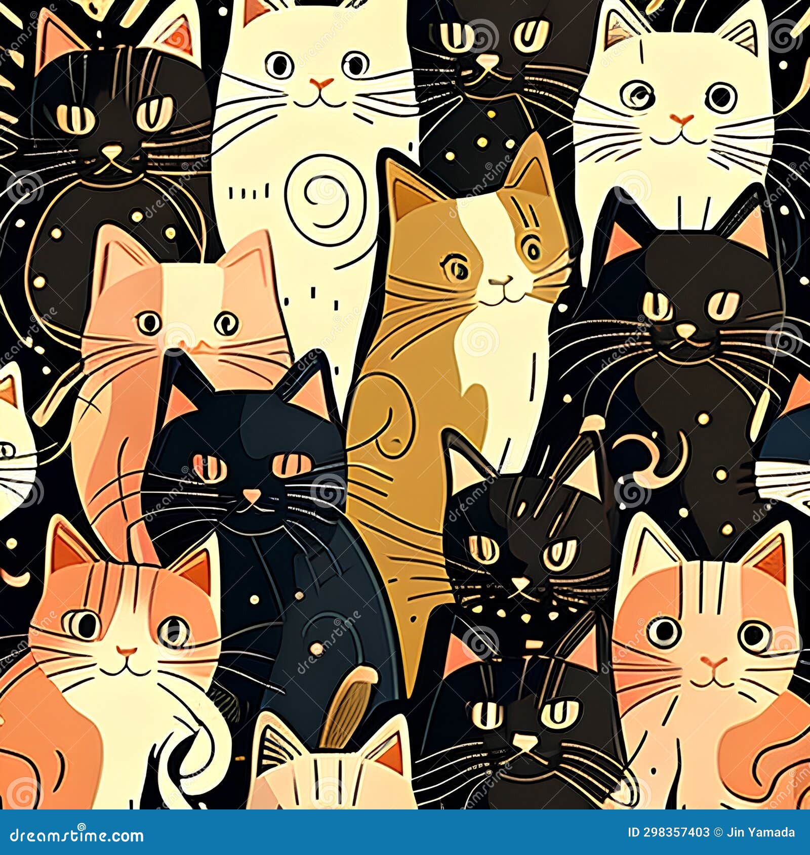 Seamless Pattern with Cats. Vector Illustration in Cartoon Style Stock ...