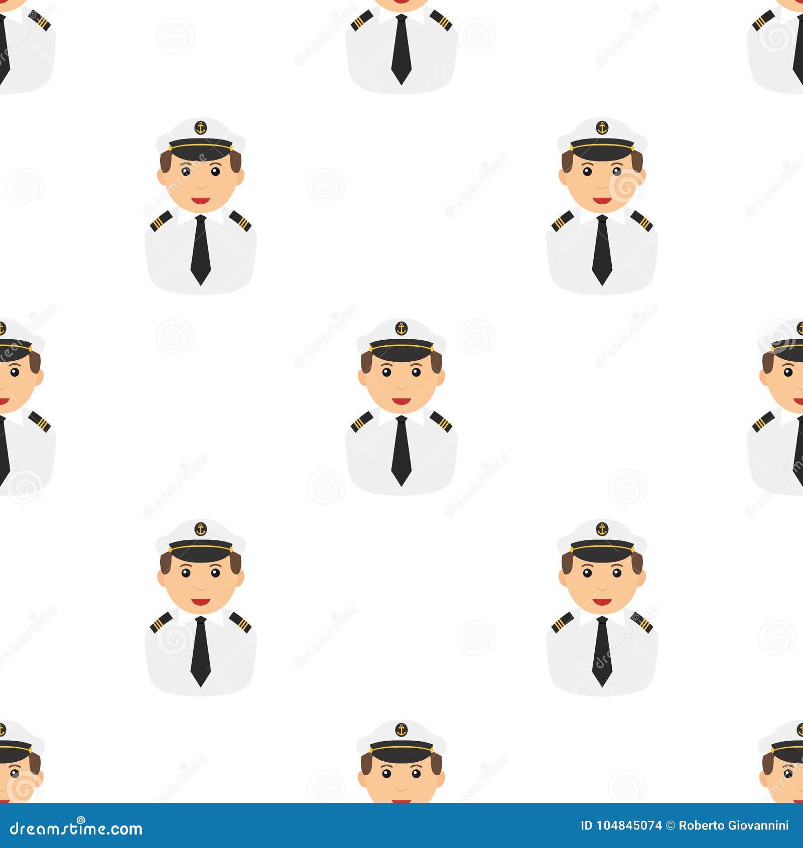 Sailor Man Avatar Icon Seamless Pattern Stock Vector - Illustration of ...
