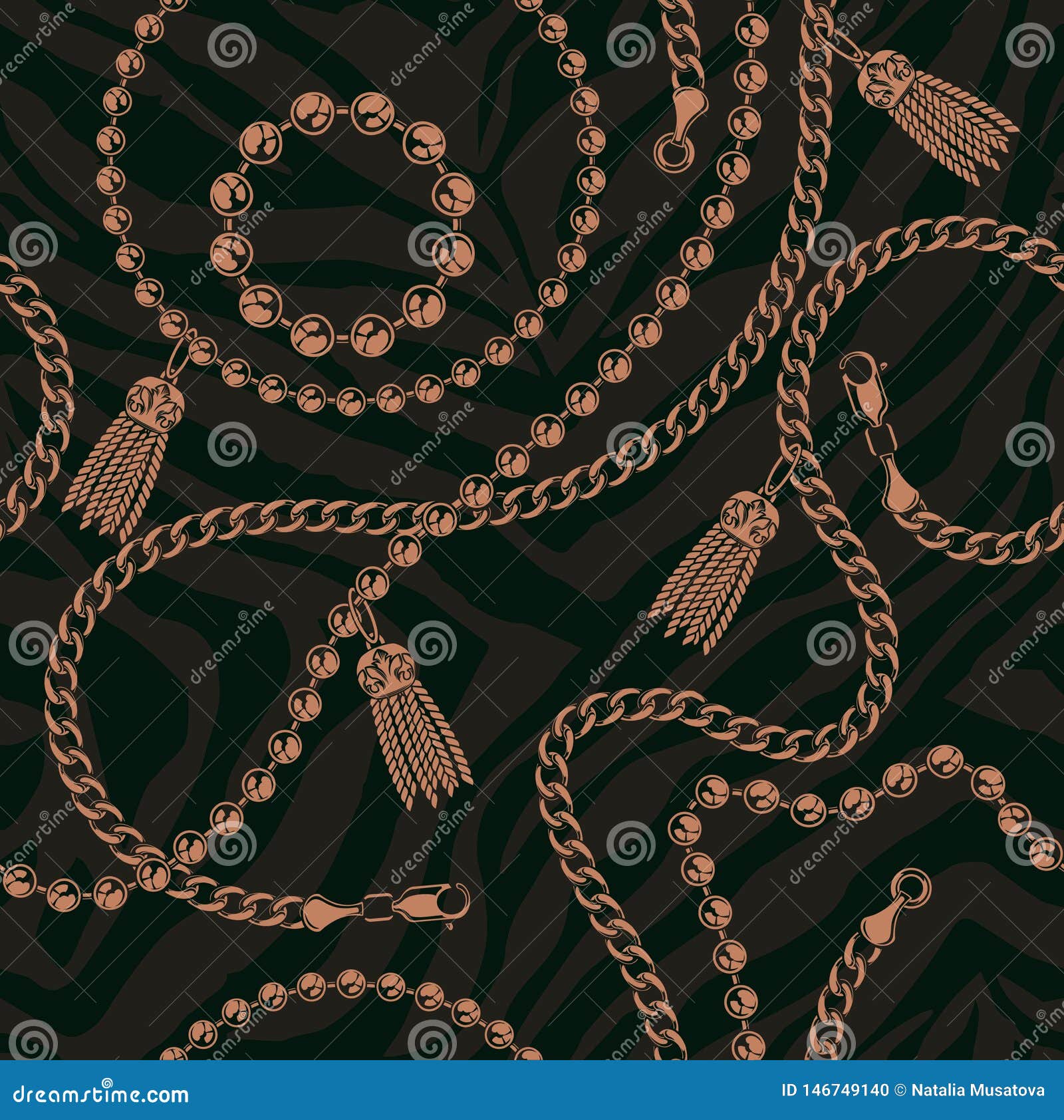 Seamless Pattern of Chains in Baroque Style Stock Illustration ...