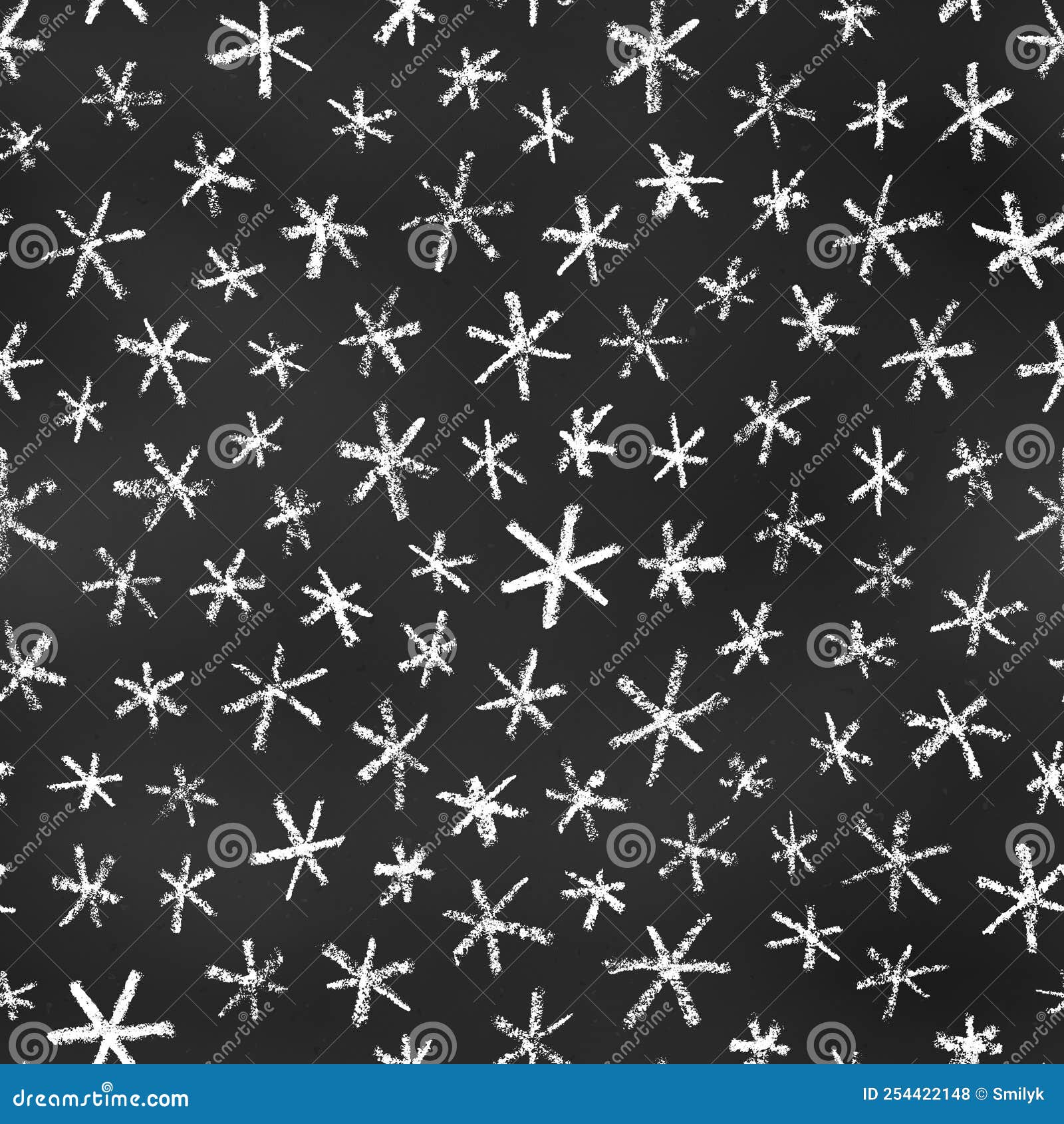 Seamless Pattern of Chalk Drawn Sketches Falling Snowflakes on ...