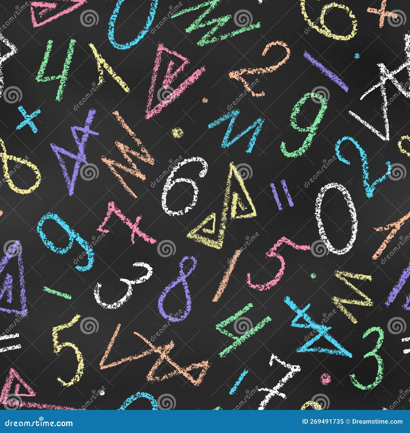Seamless Pattern of Chalk Drawn Sketches Numbers and Scribbles on ...