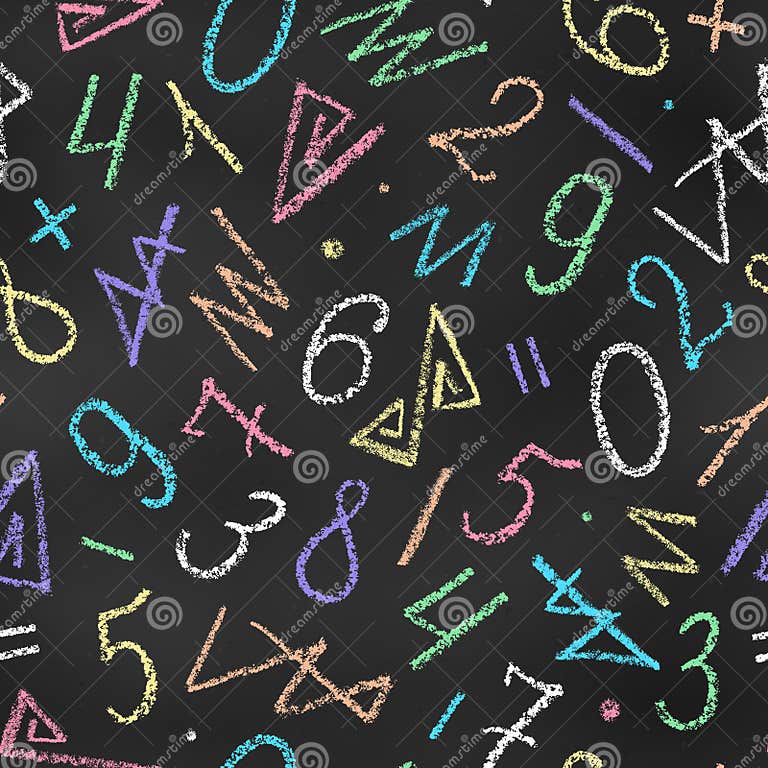 Seamless Pattern of Chalk Drawn Sketches Numbers and Scribbles on ...