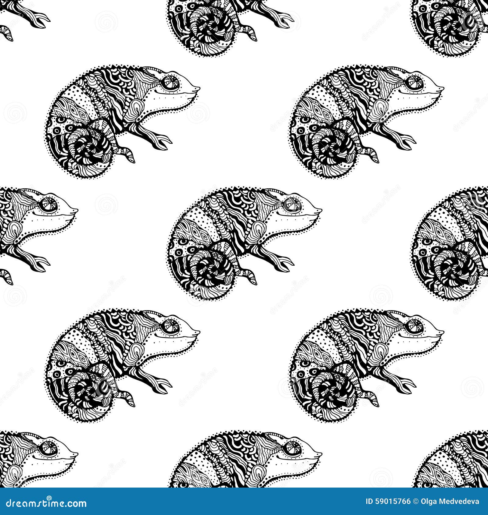 Seamless pattern chameleon stock vector. Illustration of exotic - 59015766
