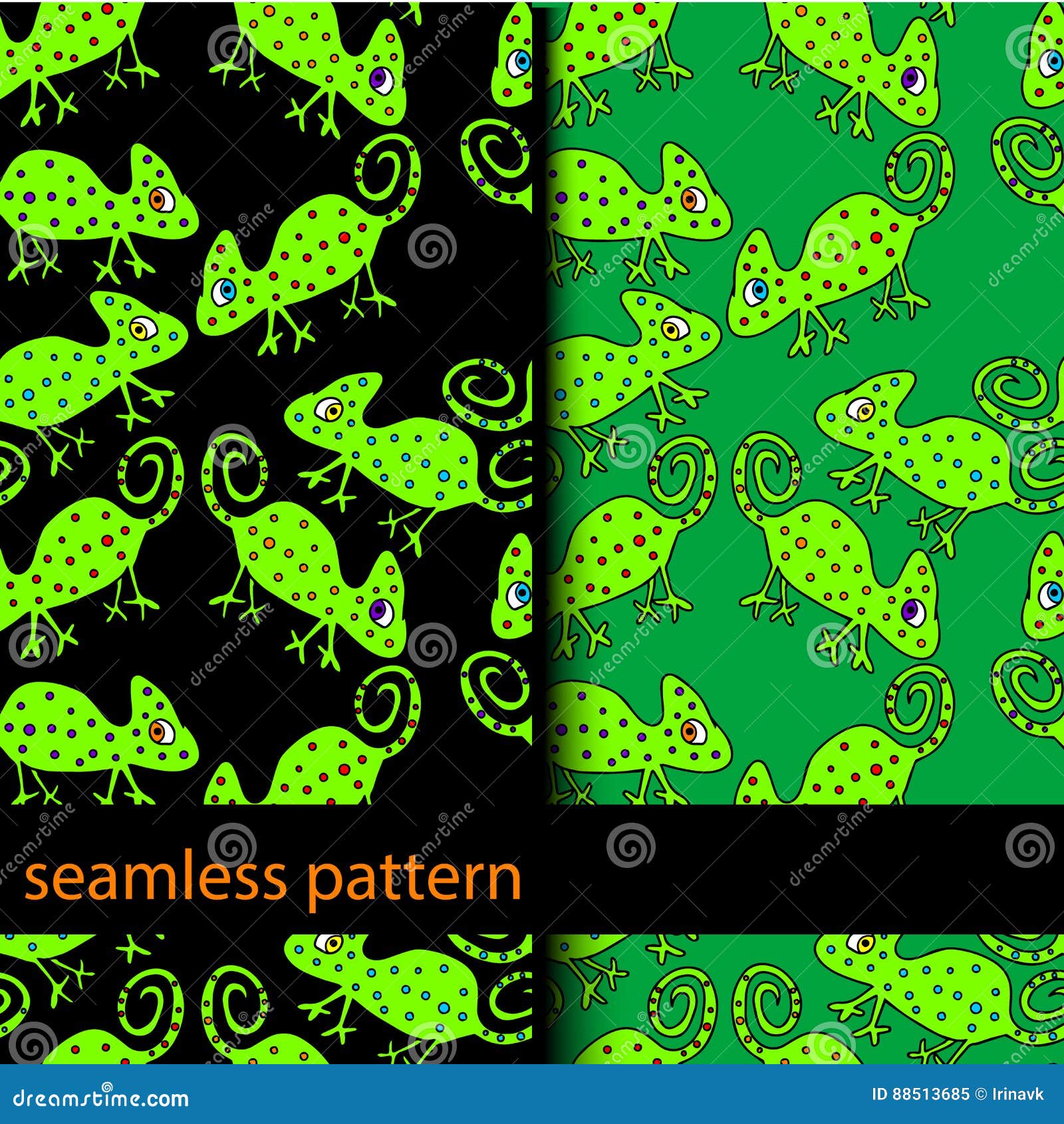 Seamless Pattern with Chameleon. Vector Stock Vector - Illustration of ...