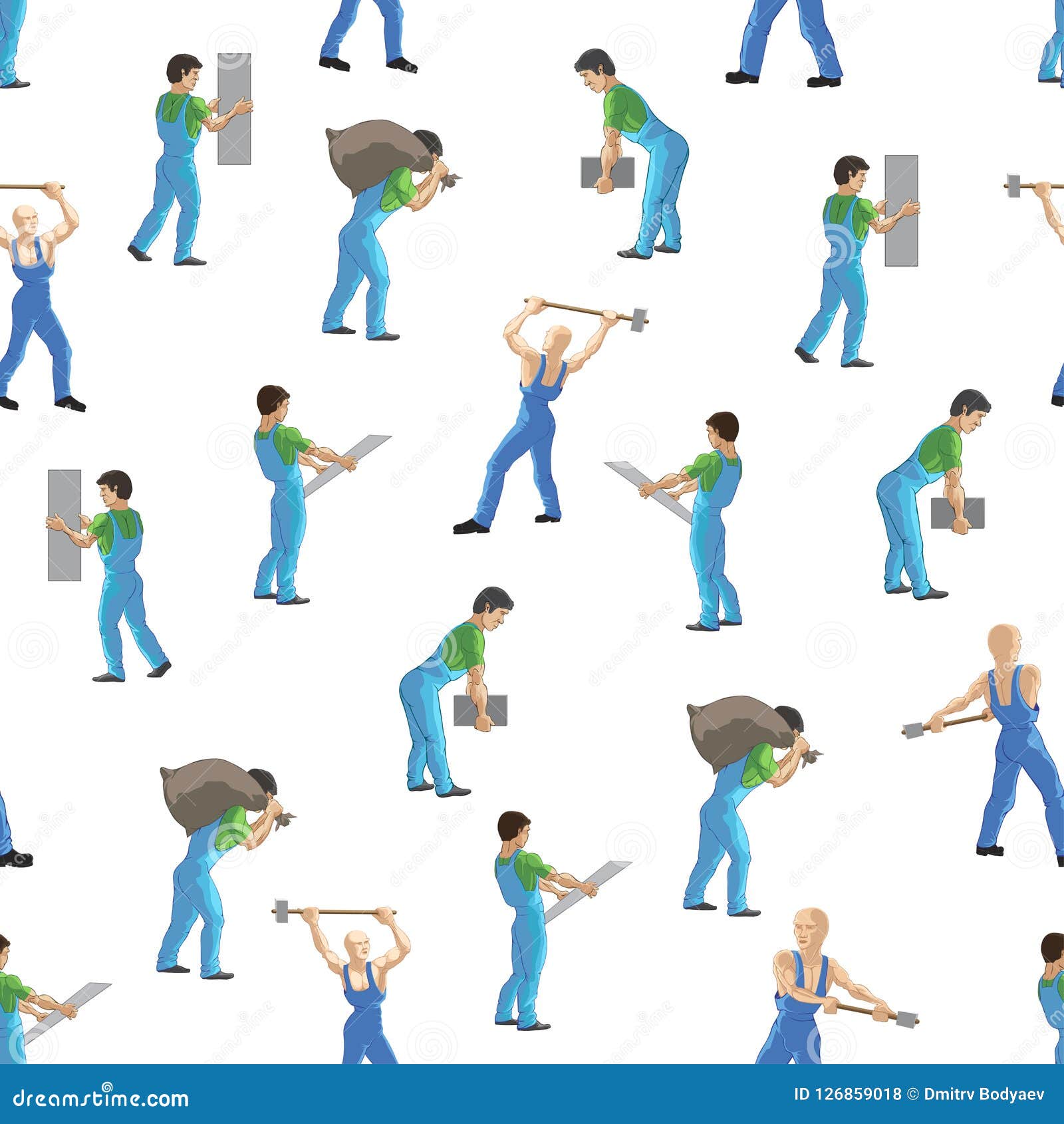 Seamless Pattern with Characters Working Stock Illustration ...