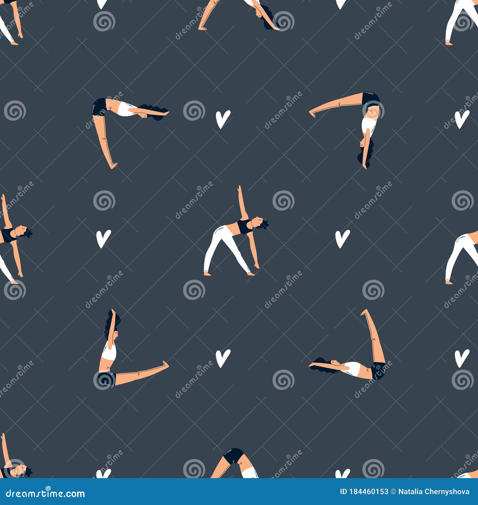 Seamless Pattern with Characters in Yoga Asanas Stock Vector ...