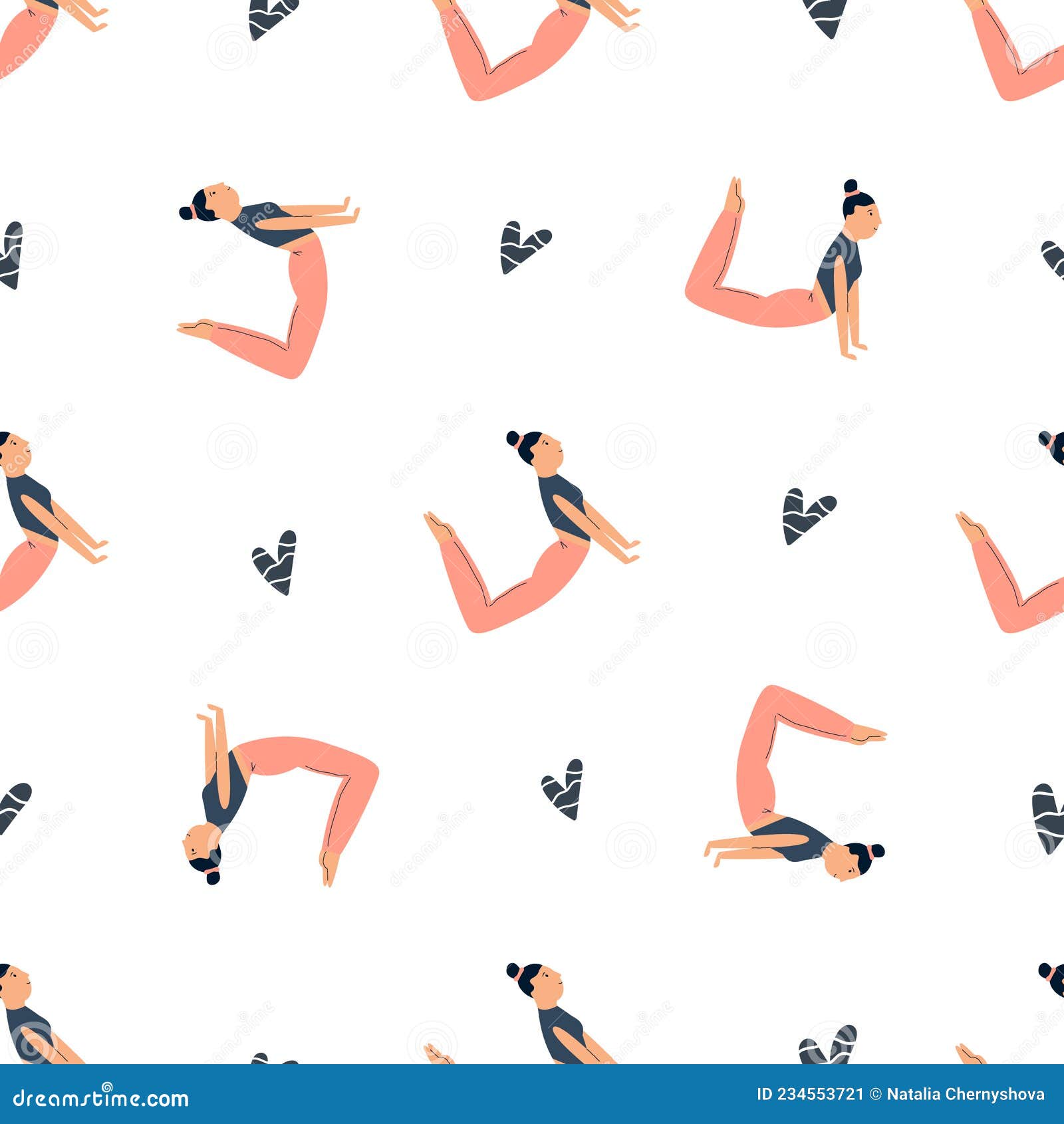 Seamless Pattern with Characters in Yoga Asanas Stock Vector ...