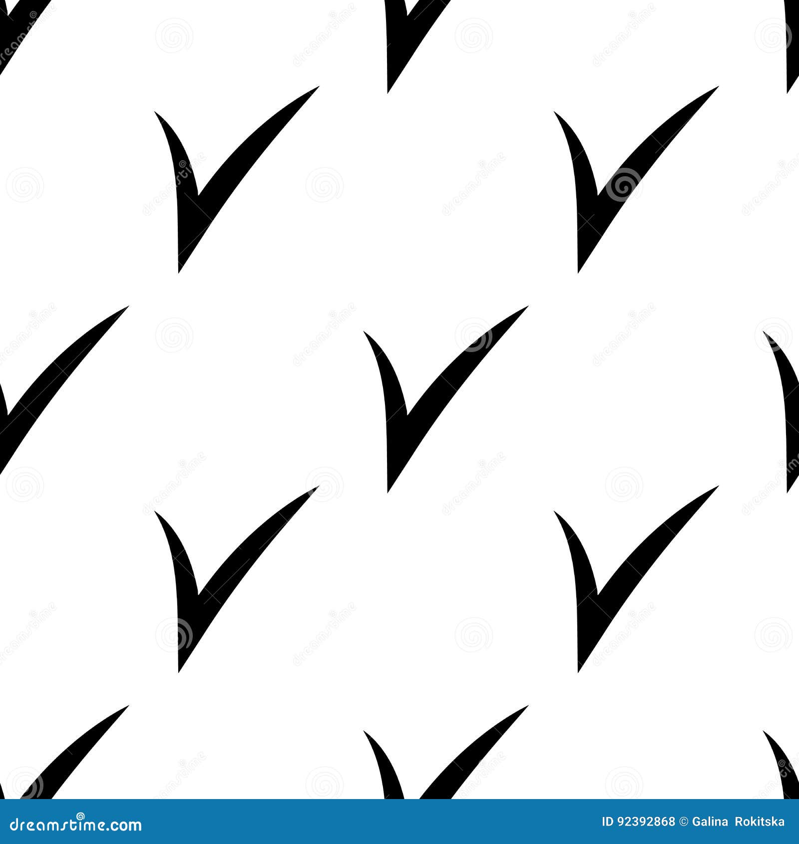 Seamless Pattern with Check Marks. Black Color. Vector Illustration ...