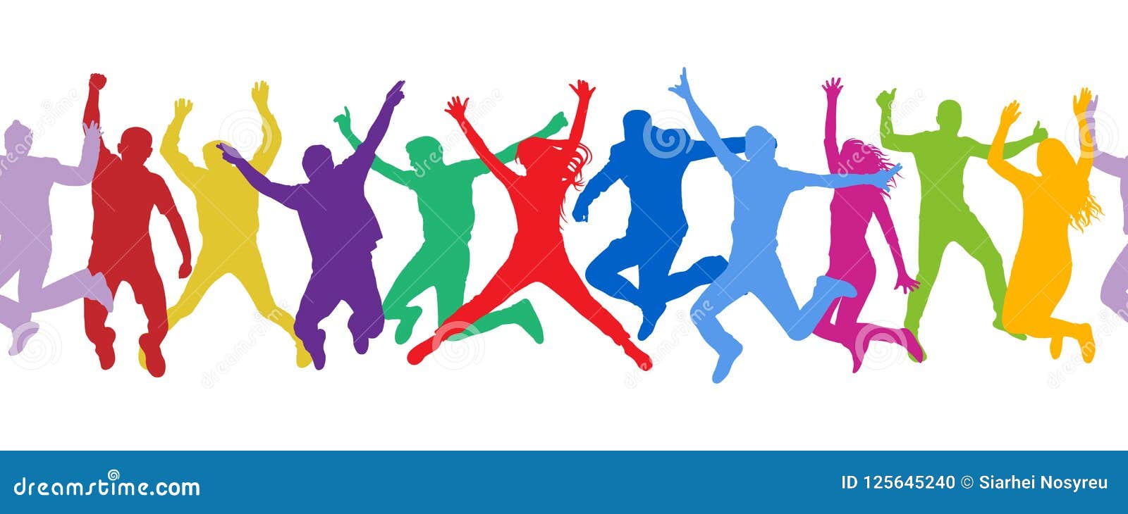 Seamless Pattern. Cheerful Crowd Jumping People Stock Vector ...