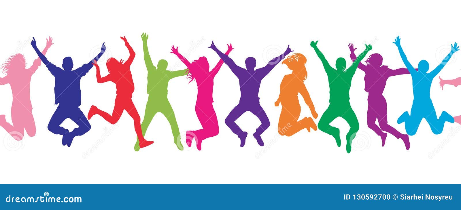 Seamless Pattern. Cheerful Crowd Jumping People. Colorful. Stock Vector ...