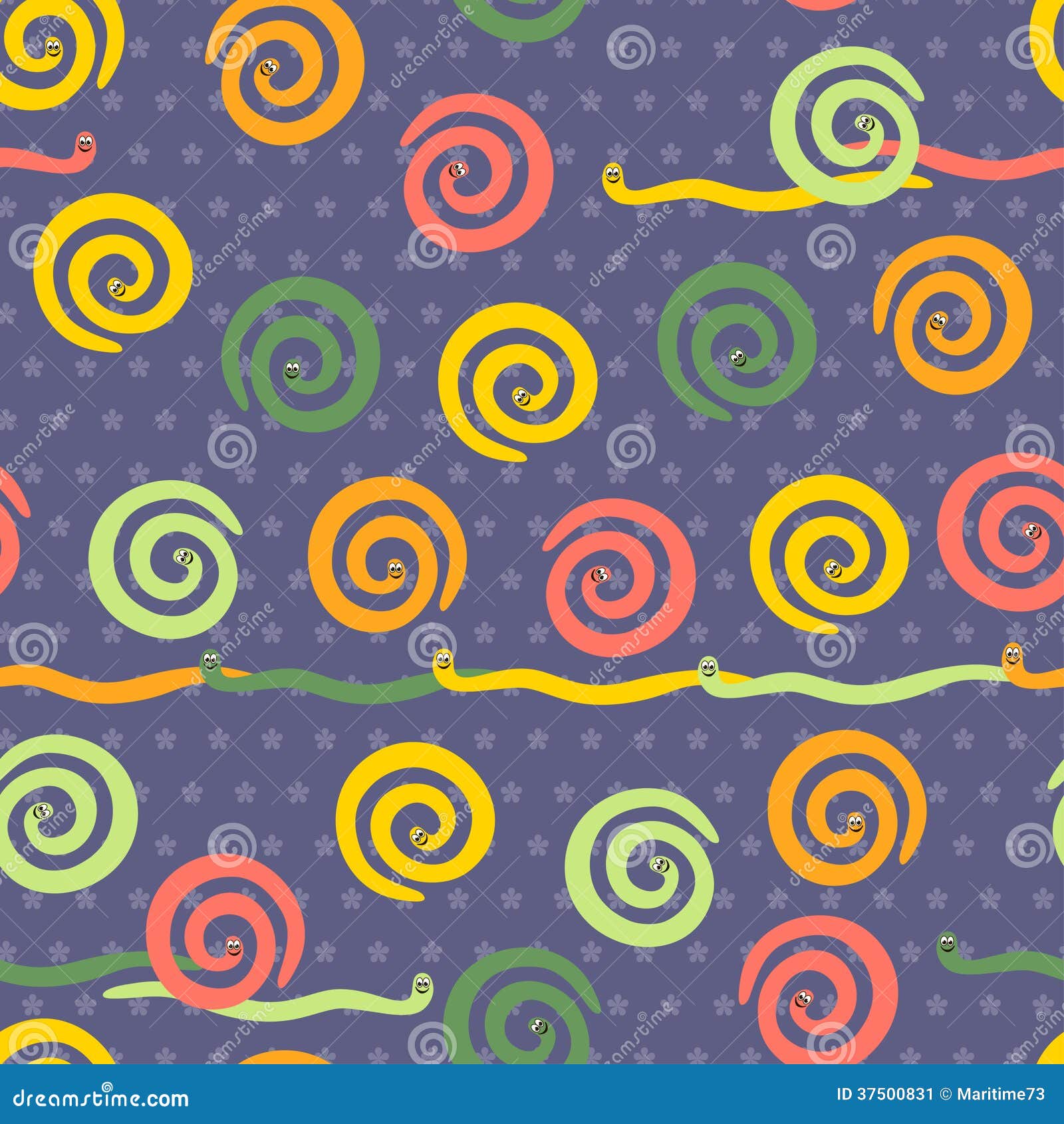 Seamless Pattern With Cheerful Snakes Stock Illustration - Illustration ...