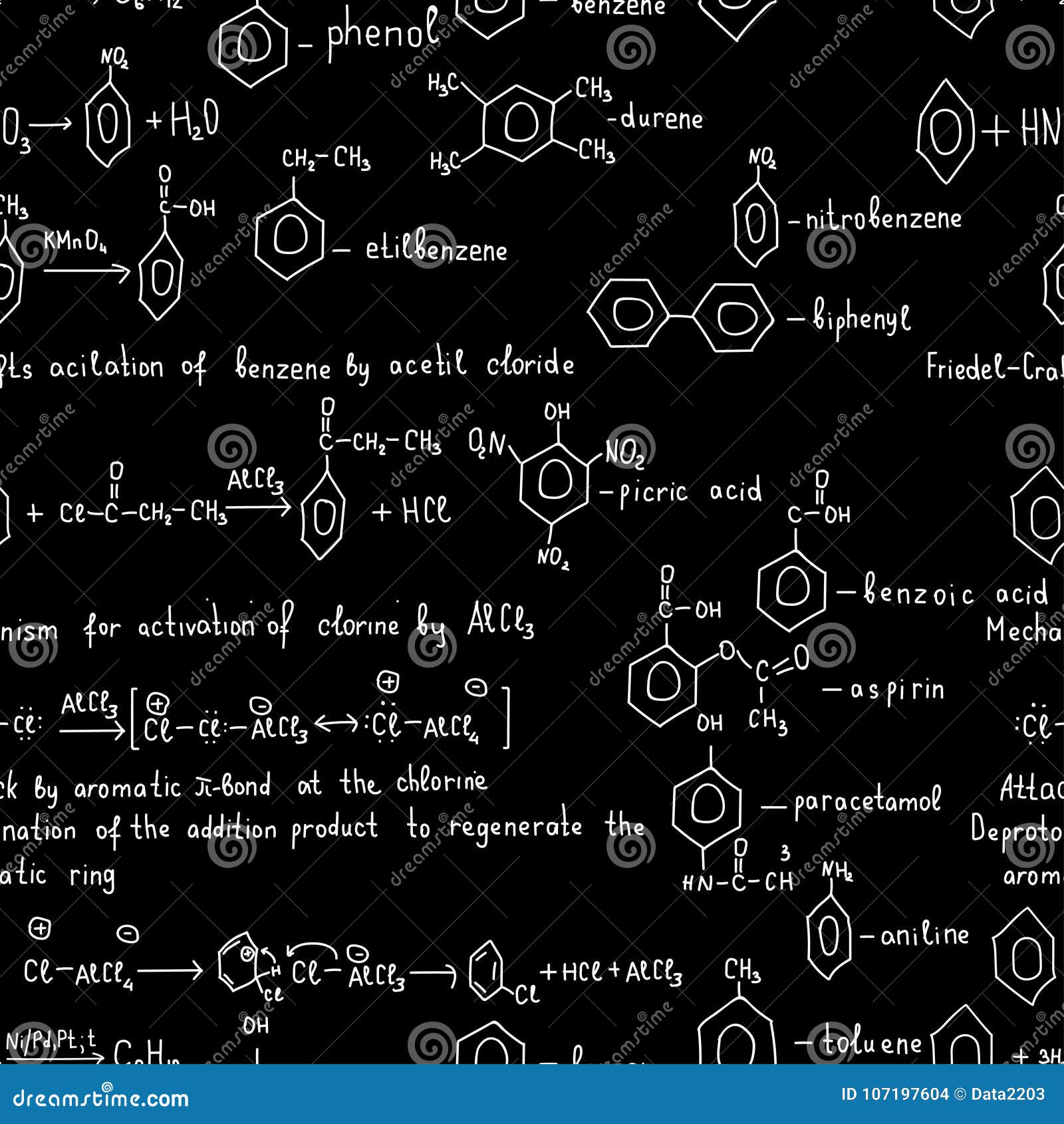 Seamless Pattern with Chemical Formulas Stock Vector - Illustration of ...