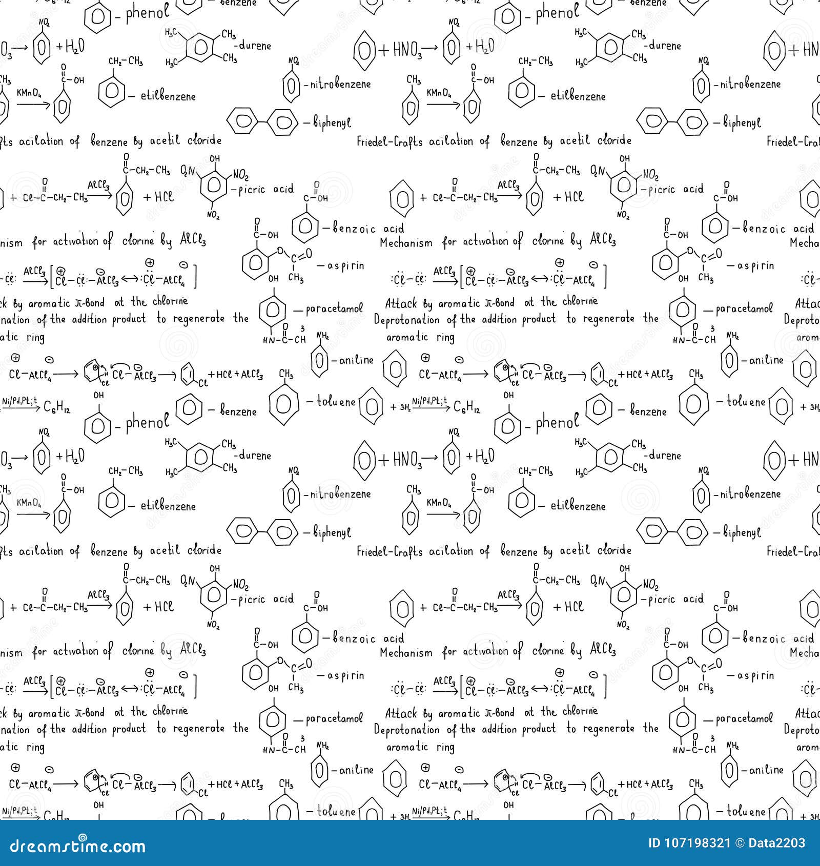 Seamless Pattern with Chemical Formulas Stock Vector - Illustration of ...