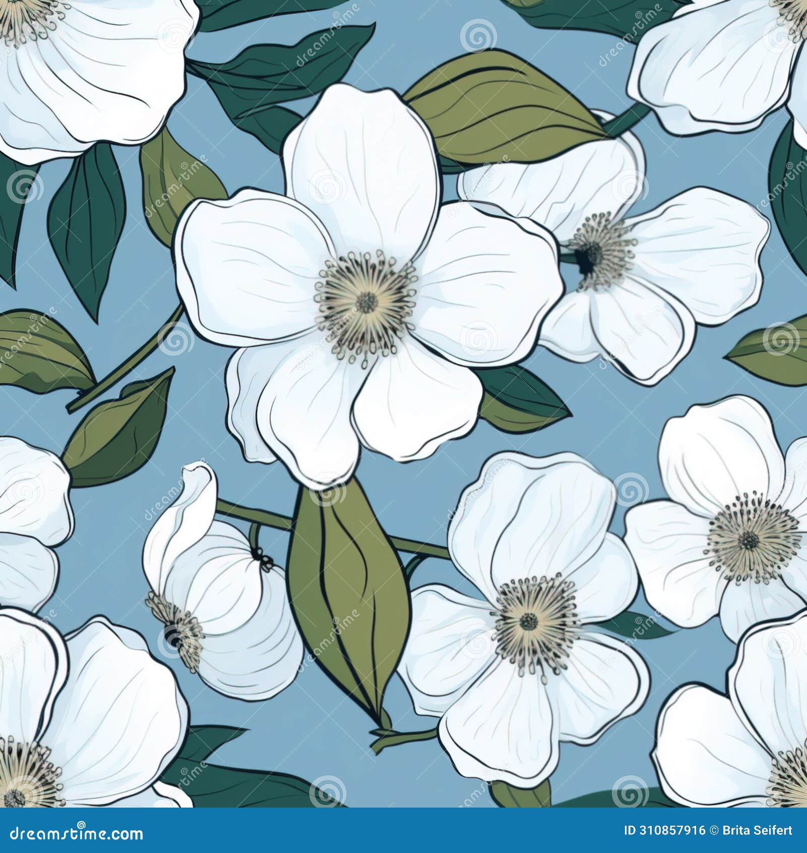 Seamless Pattern with Cherokee Roses Stock Illustration - Illustration ...