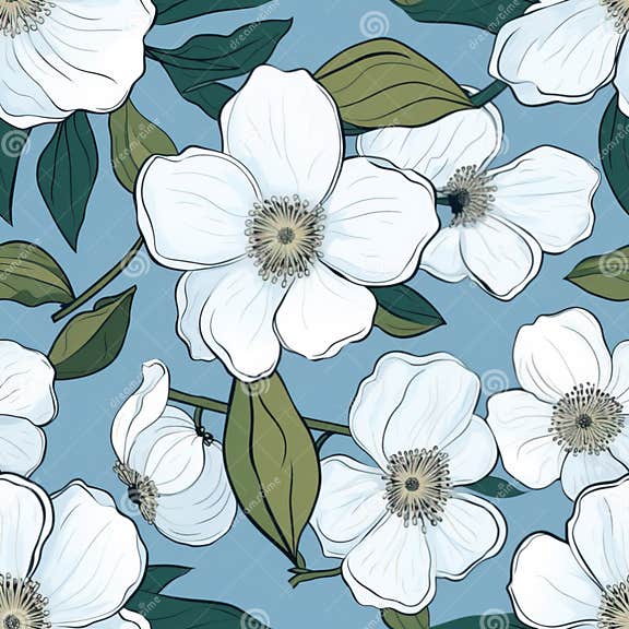 Seamless Pattern with Cherokee Roses Stock Illustration - Illustration ...