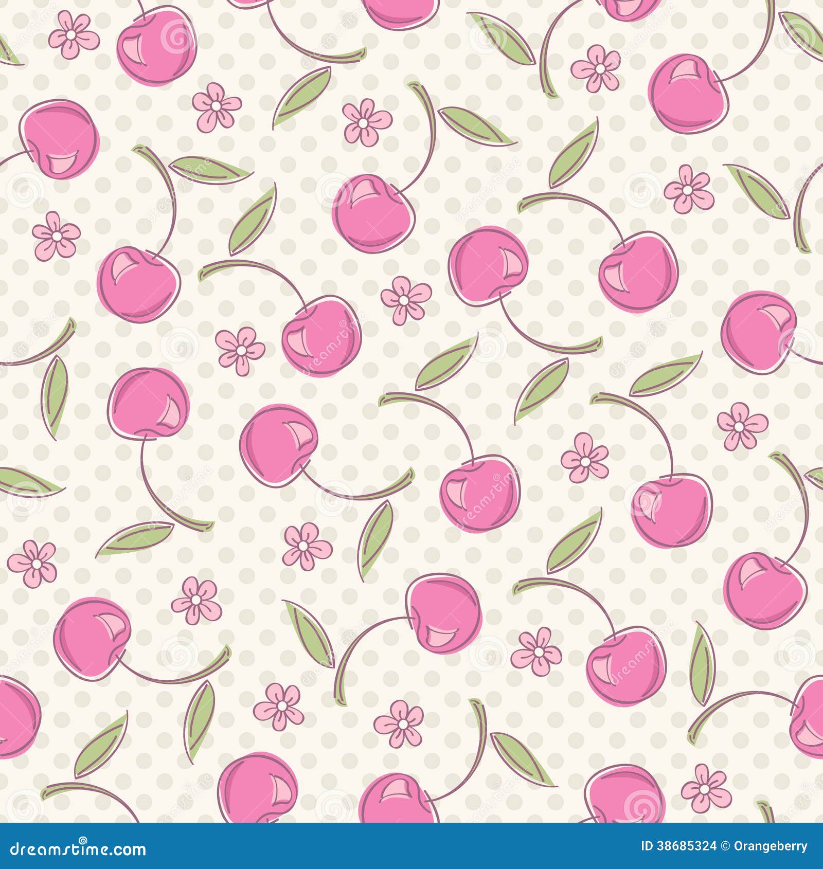 Seamless Pattern With Cherries Stock Vector Illustration Of Abstract