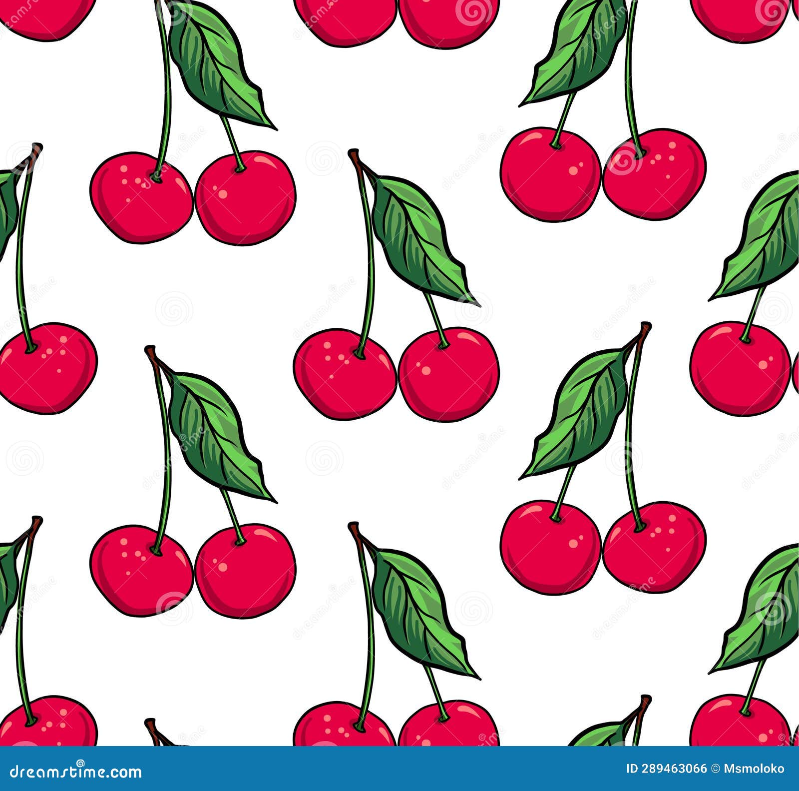 Seamless Pattern with Cherries. Vector Illustration in Cartoon Style ...