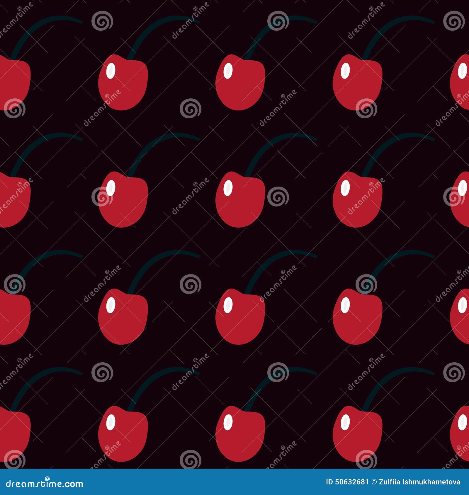 Seamless Pattern with Cherry on the Black Background Stock Vector ...