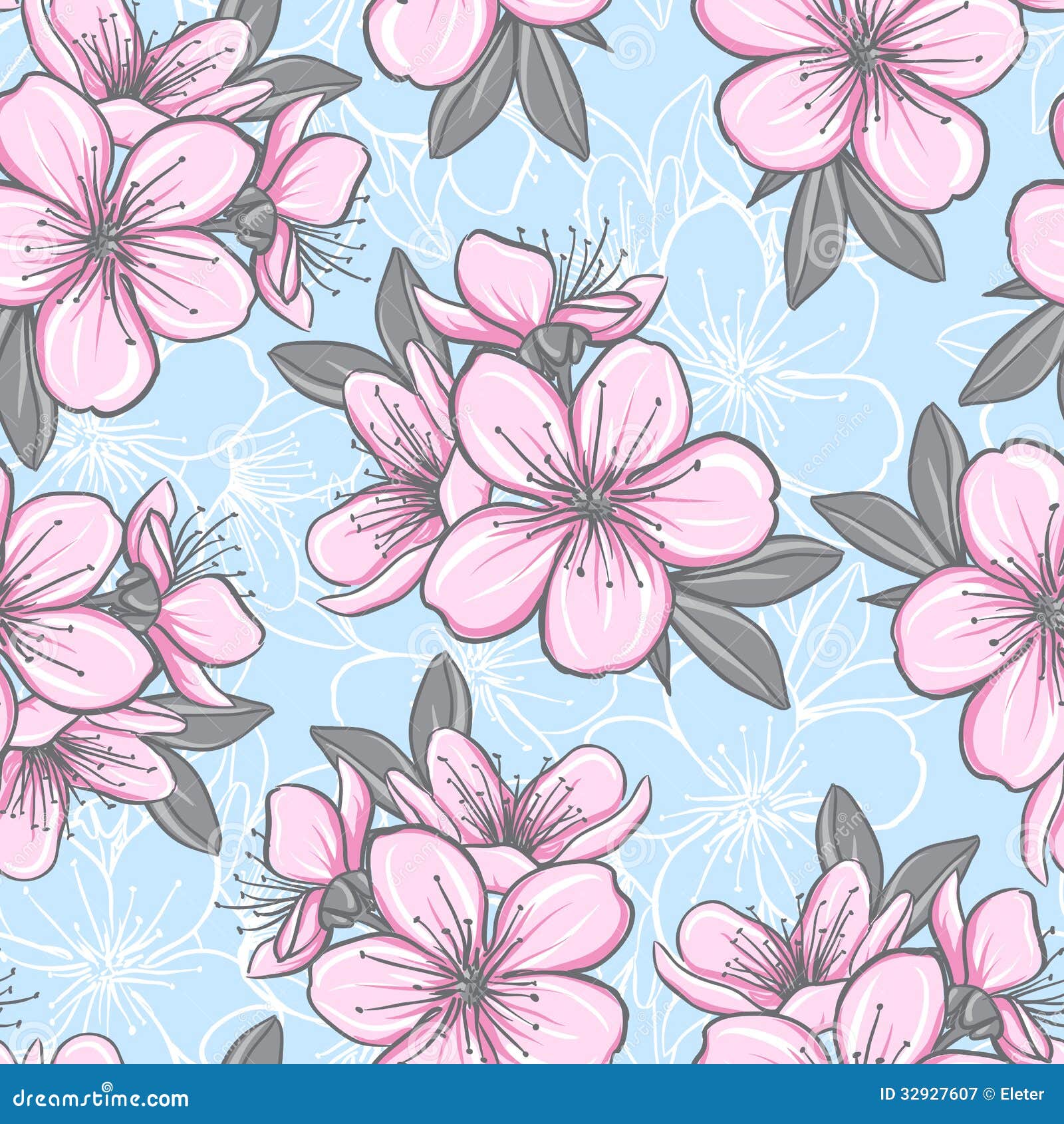 Seamless Pattern with Cherry Blossom Stock Vector - Illustration of ...