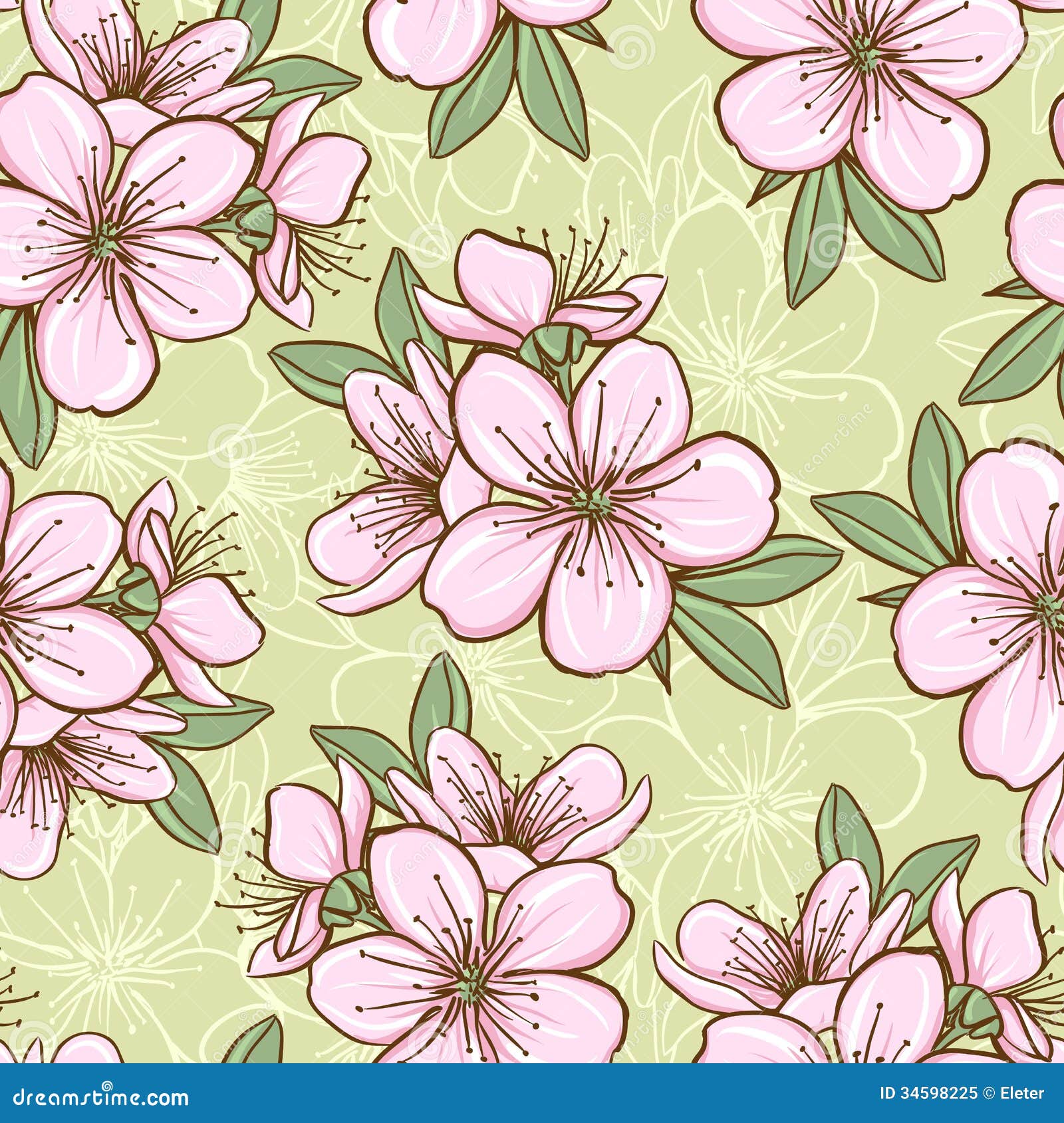 Seamless Pattern with Cherry Blossom Stock Vector - Illustration of ...