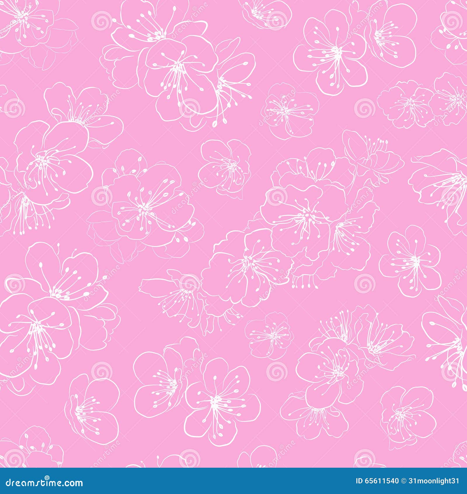 Seamless Pattern of Cherry Blossoms Stock Vector - Illustration of ...