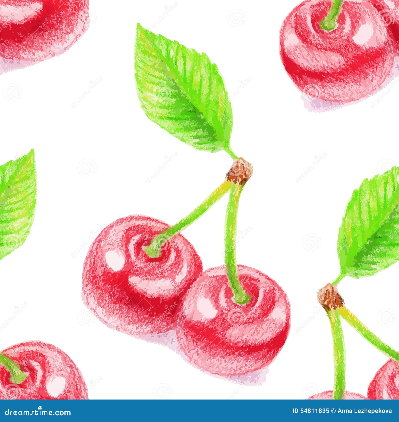 Seamless Pattern with Cherry. Stock Vector - Illustration of elegance ...