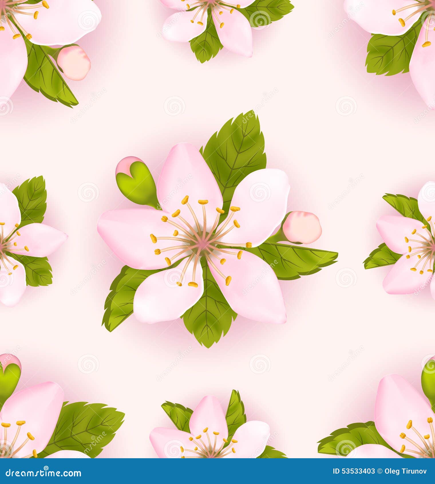 Seamless Pattern Cherry Flowers, Repeating Romantic Backdrop Stock ... Seamless Pattern Cherry Flowers, Repeating Romantic Backdrop Stock ...