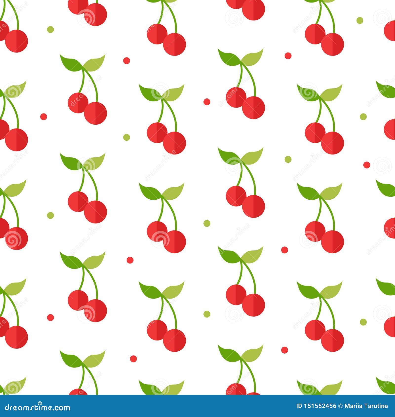Seamless Pattern with Cherry Icon in Flat Style. Isolated Object ...