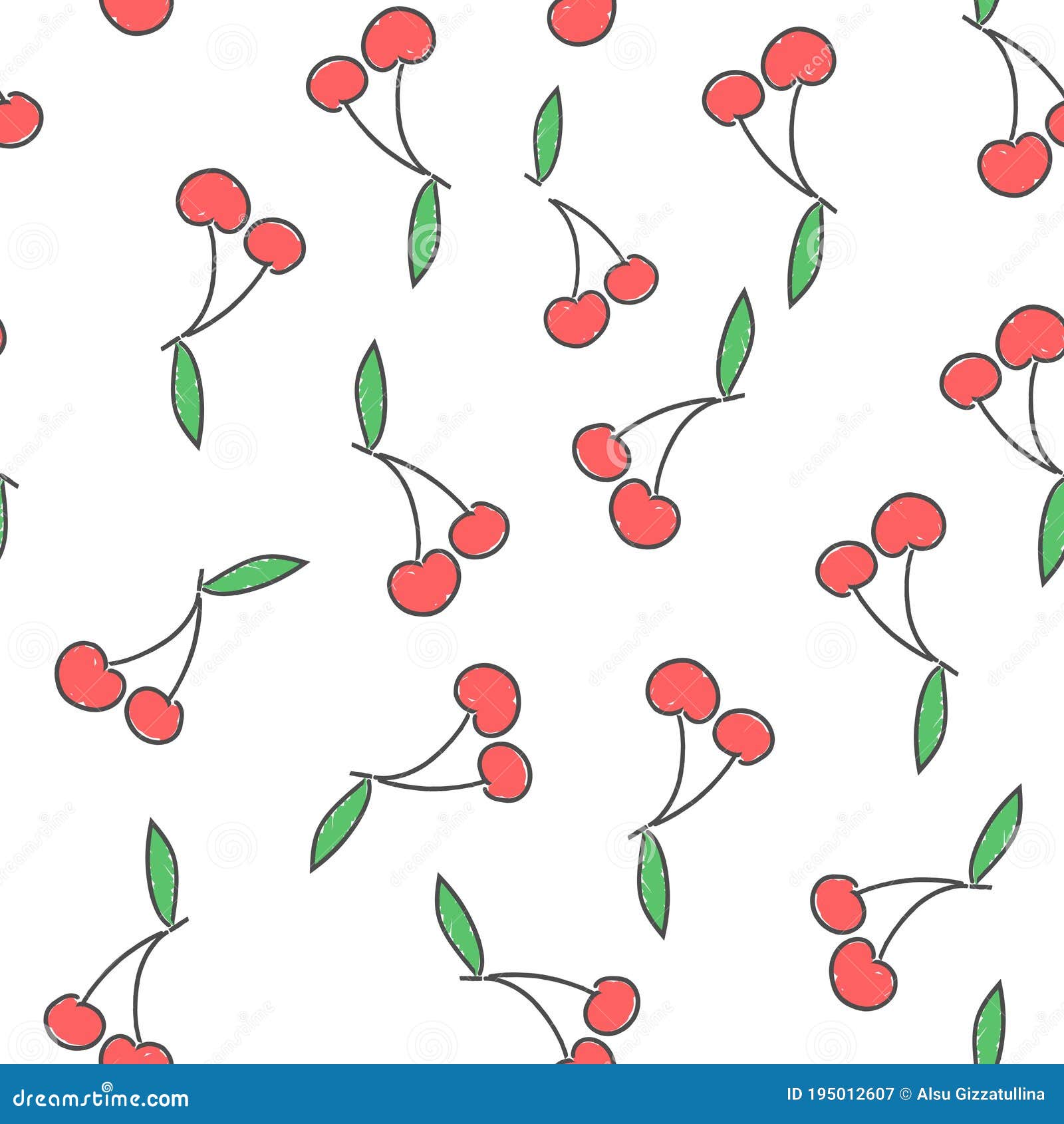 Seamless Pattern Cherry Vector Iluustration Print Design for Poster ...