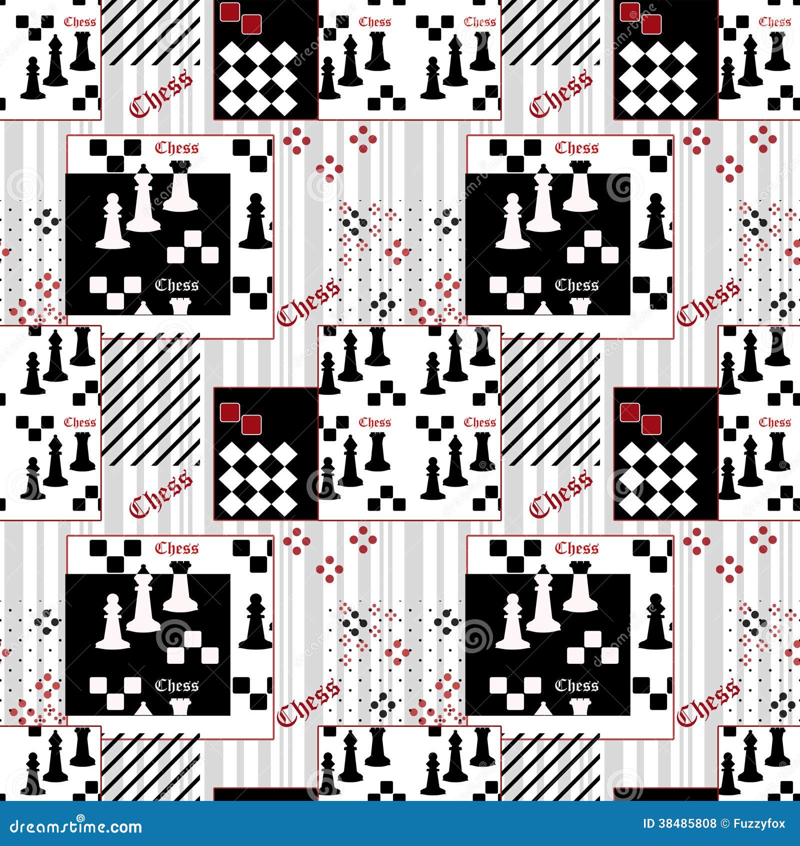 Seamless Pattern with Chess Black and White Stock Illustration ...