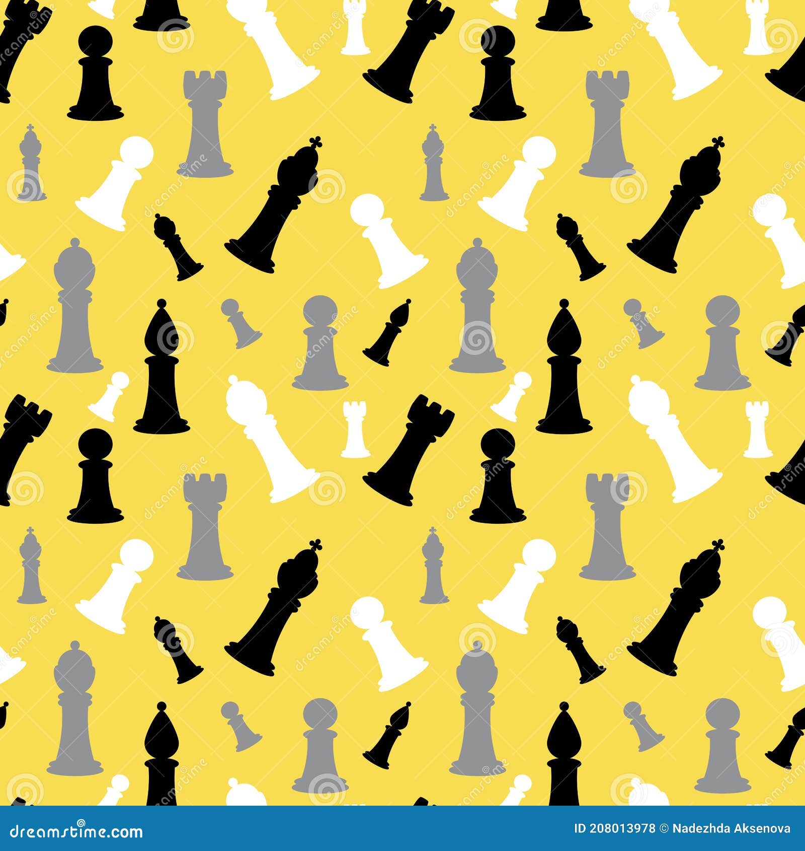 Seamless Pattern with Chess Pieces. Vector Background with Chess King ...