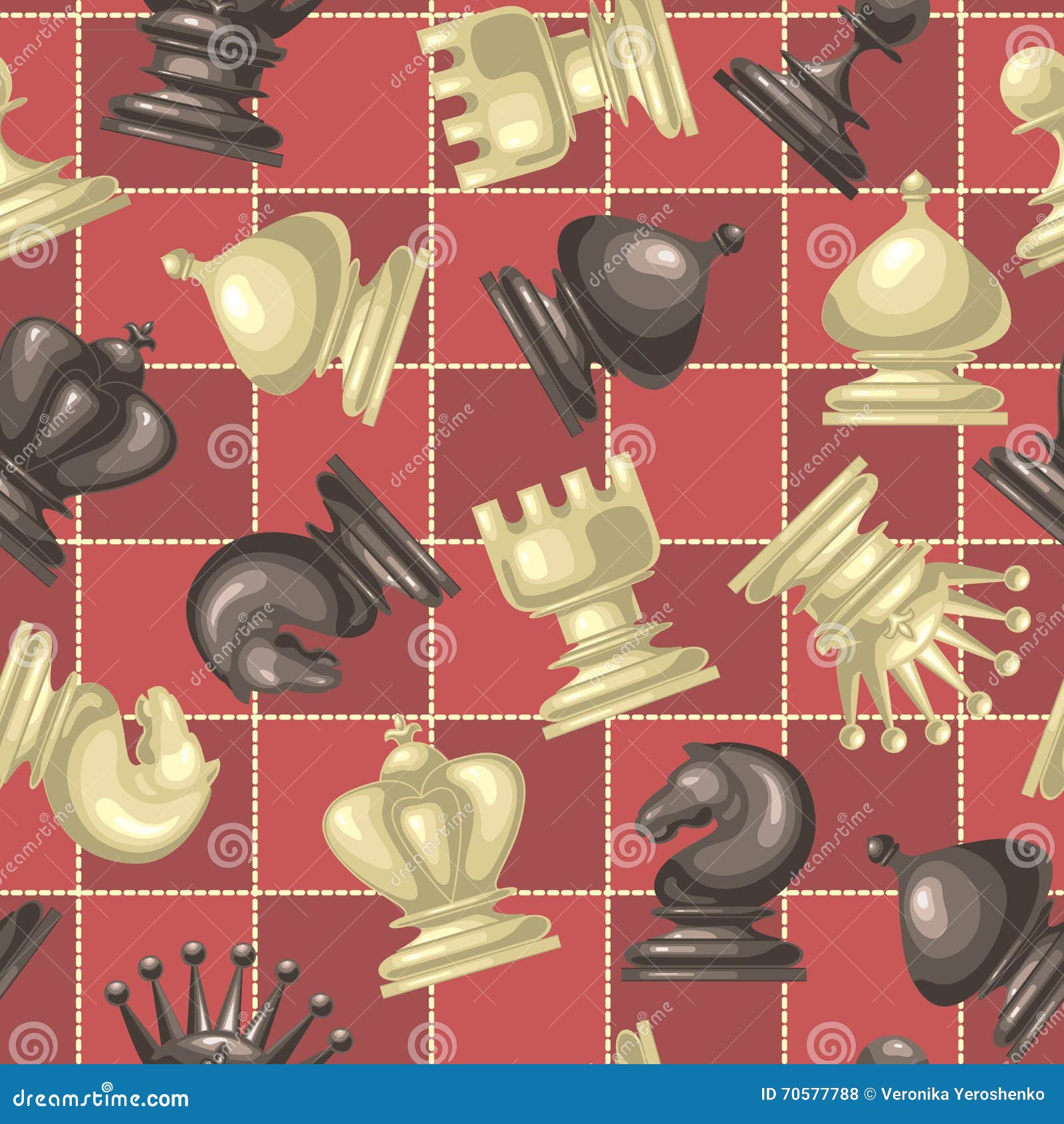 Seamless Pattern with Chess Pieces. Stock Vector - Illustration of ...