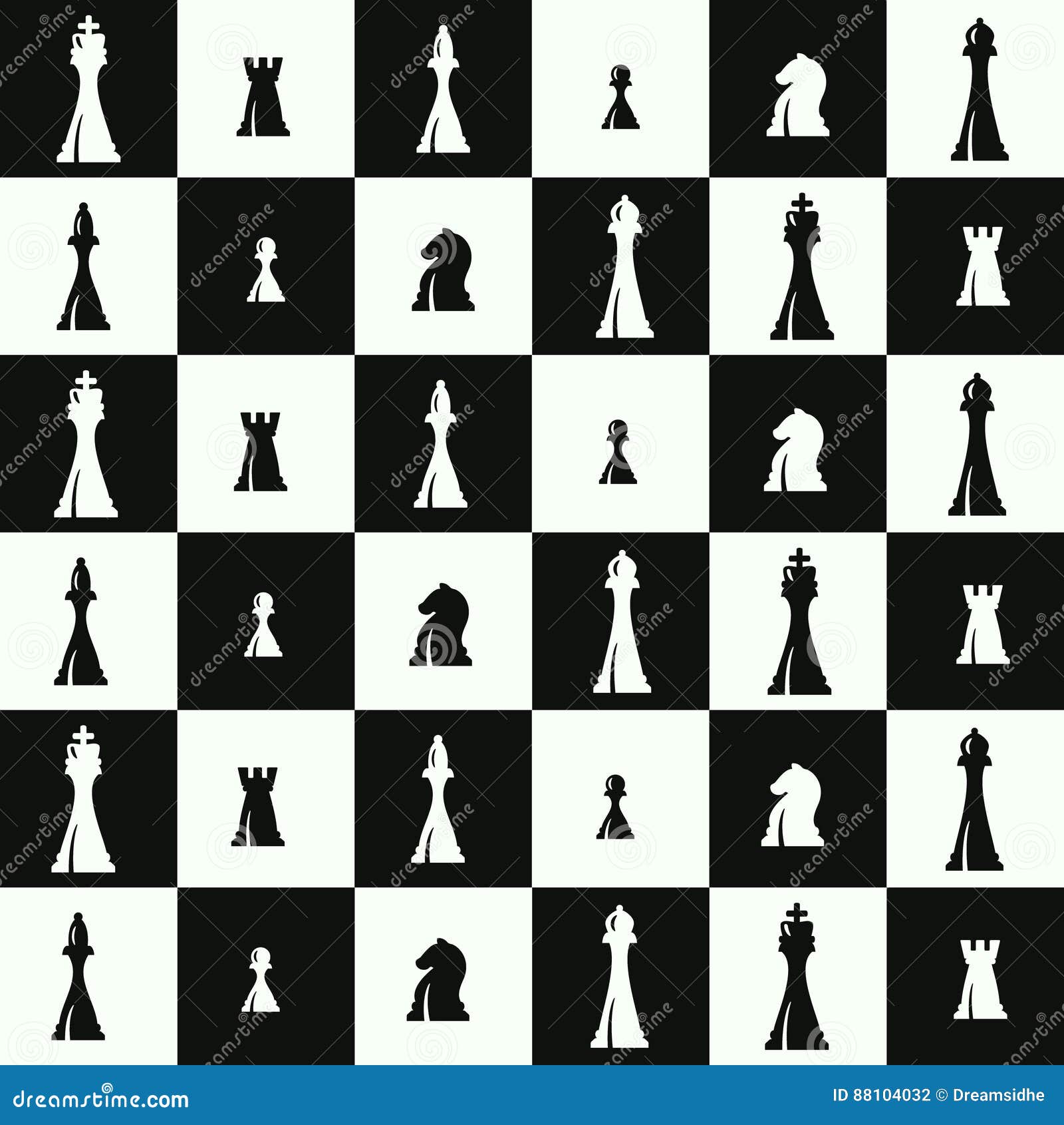 Seamless Pattern with Chess Pieces Stock Vector - Illustration of game ...